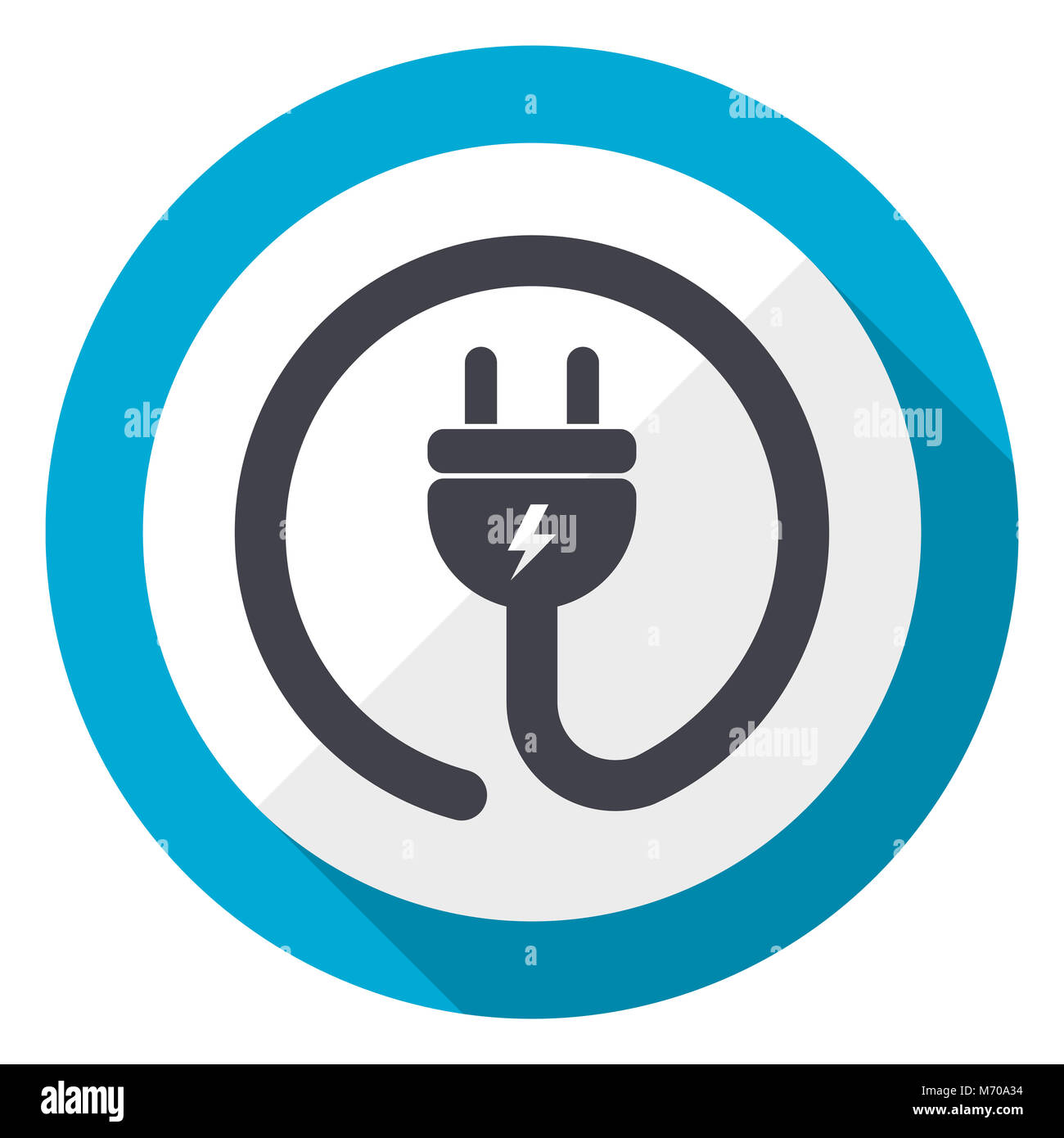 Electric plug blue flat design web icon Stock Photo - Alamy
