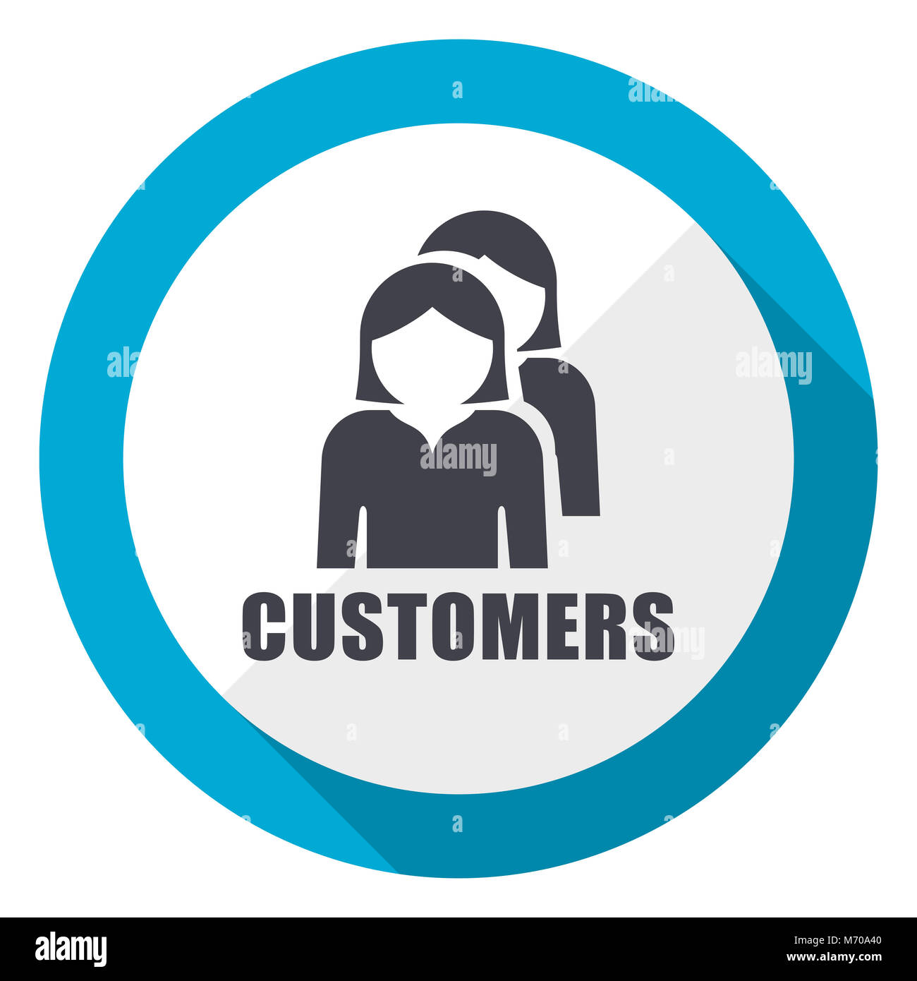 Customers blue flat design web icon Stock Photo - Alamy