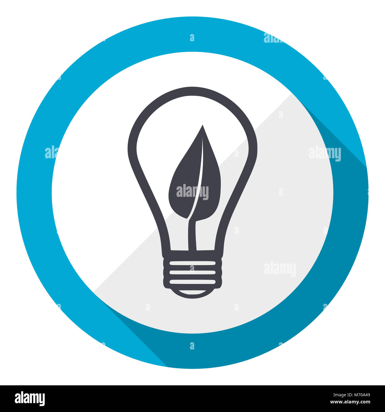Green energy light bulb blue flat design web icon Stock Photo - Alamy