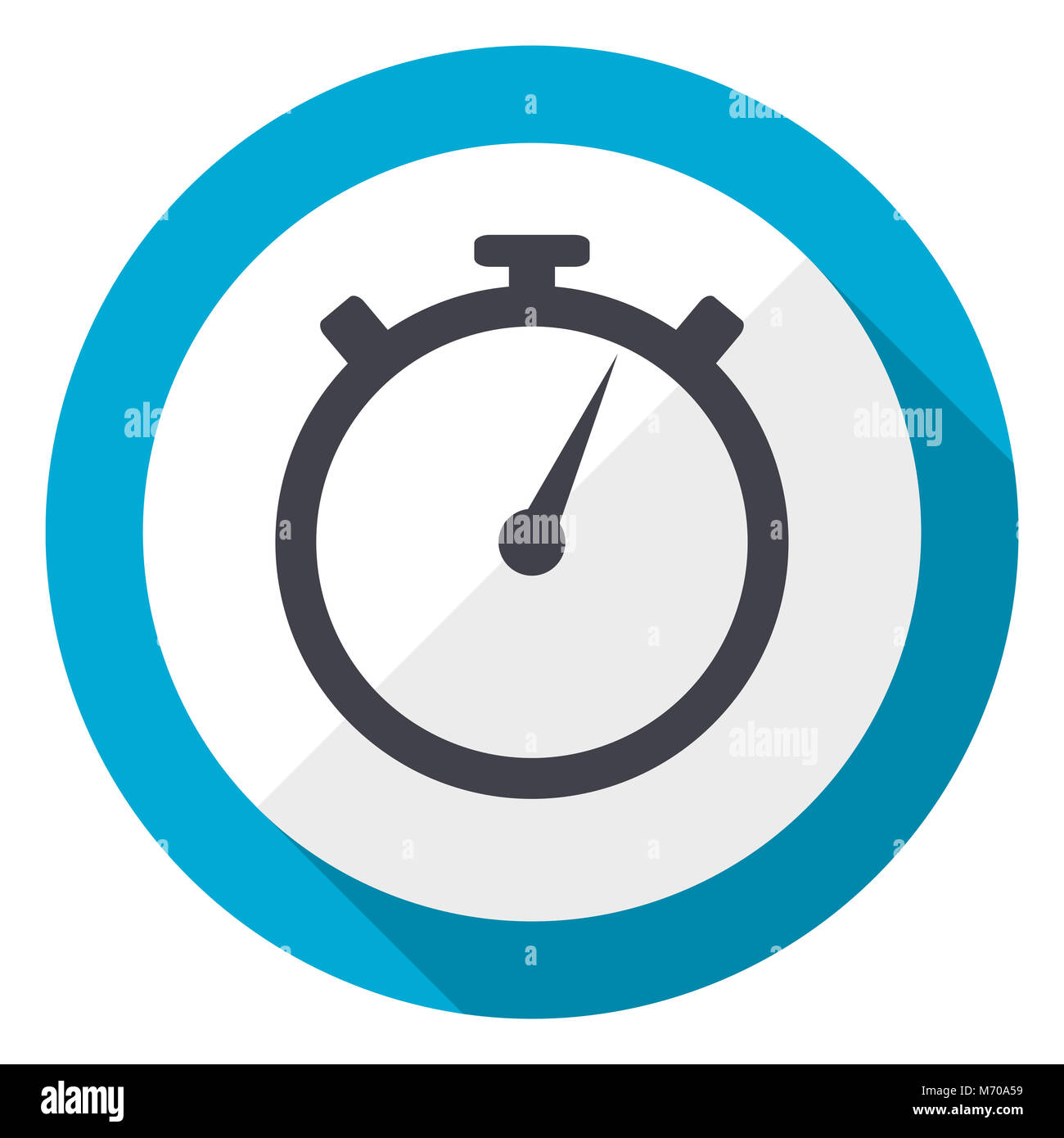 stopwatch blue flat design web icon Stock Photo - Alamy