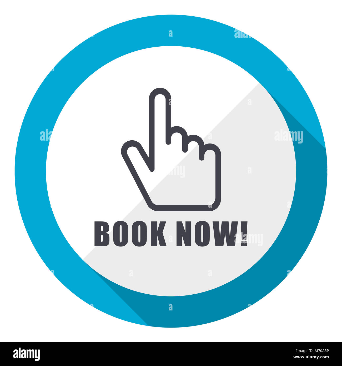 Book now blue flat design web icon Stock Photo - Alamy