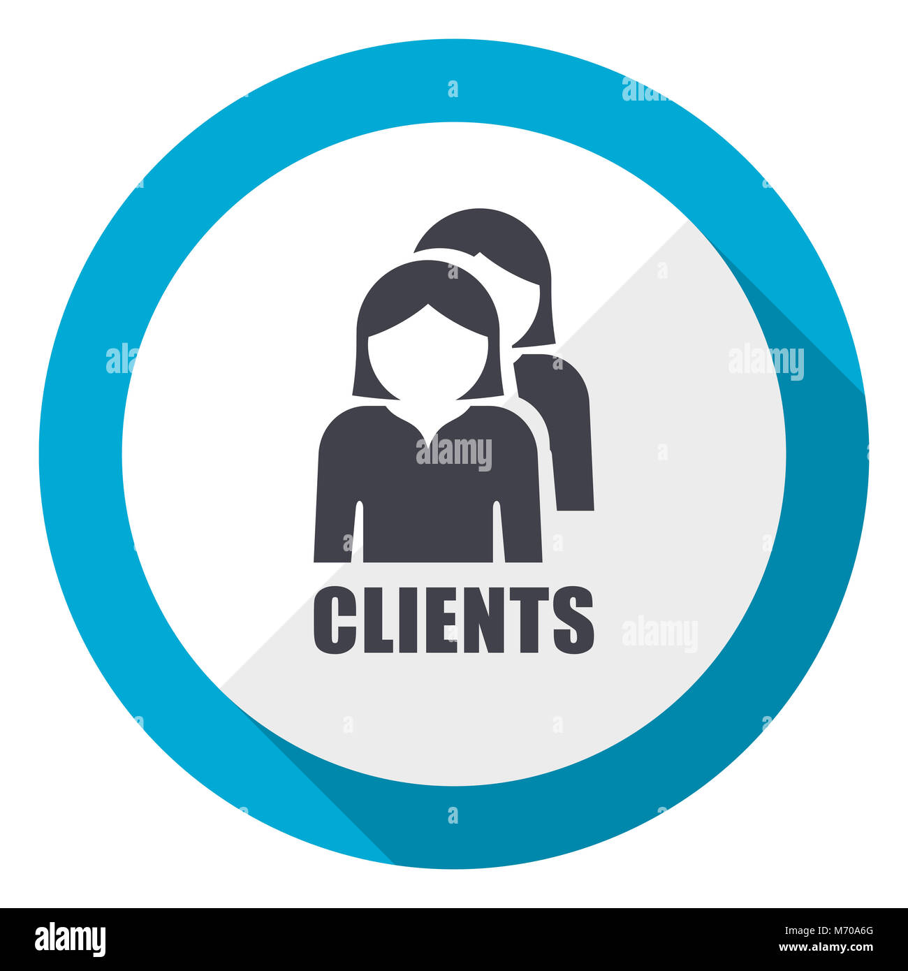 Clients blue flat design web icon Stock Photo - Alamy