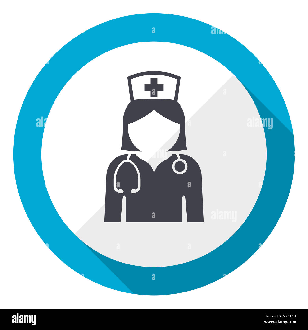 Nurse blue flat design web icon Stock Photo - Alamy