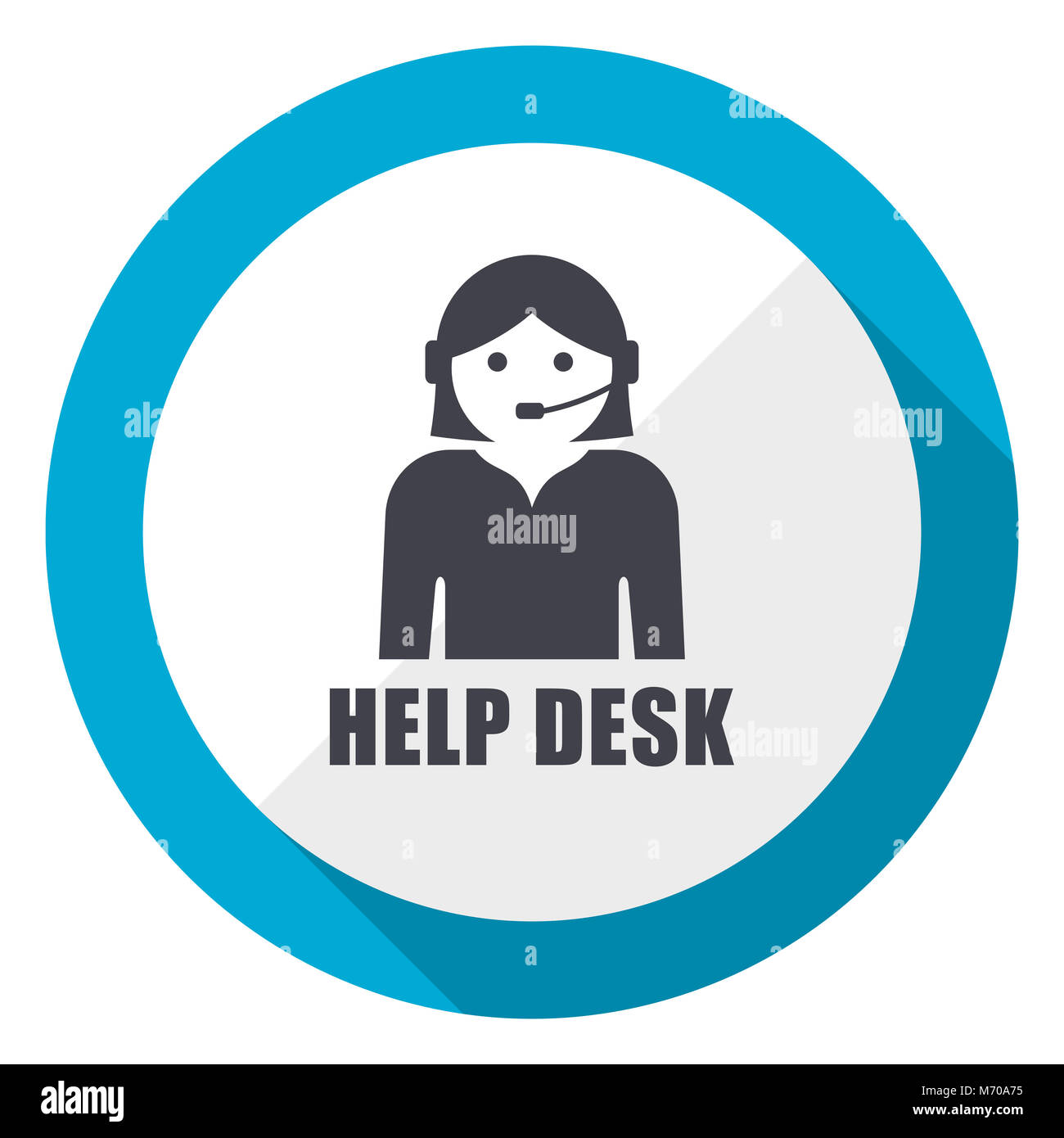 Help desk blue flat design web icon Stock Photo - Alamy