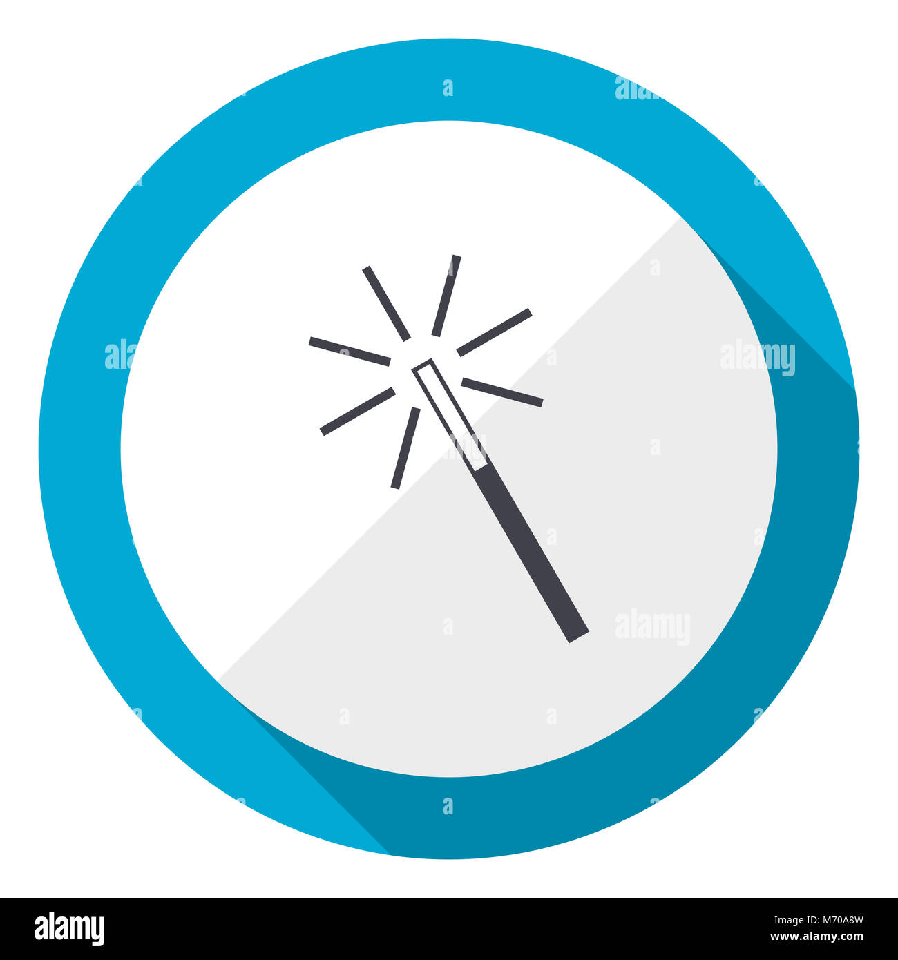Magic wand blue flat design web icon Stock Photo - Alamy