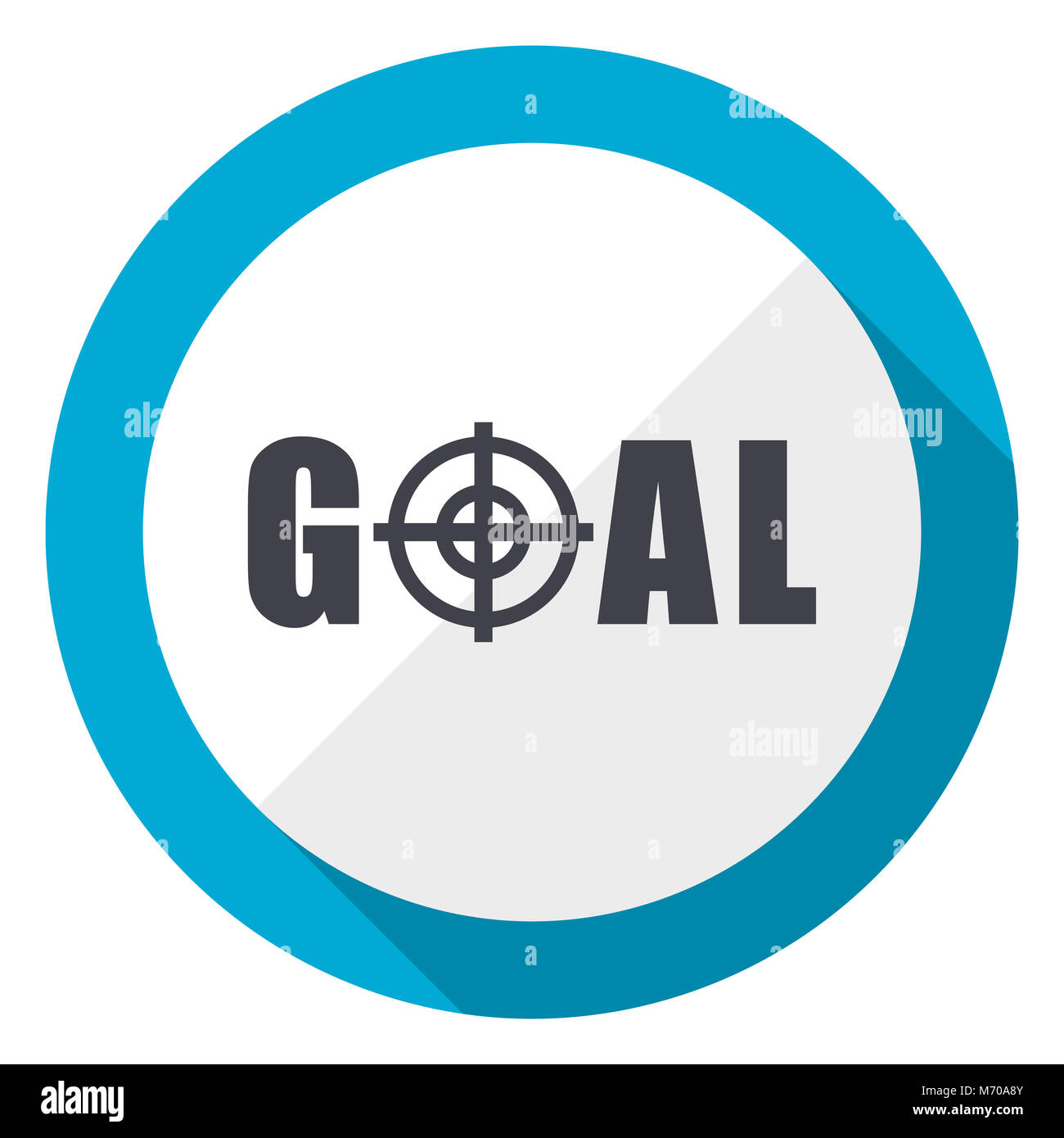 Goal blue flat design web icon Stock Photo - Alamy