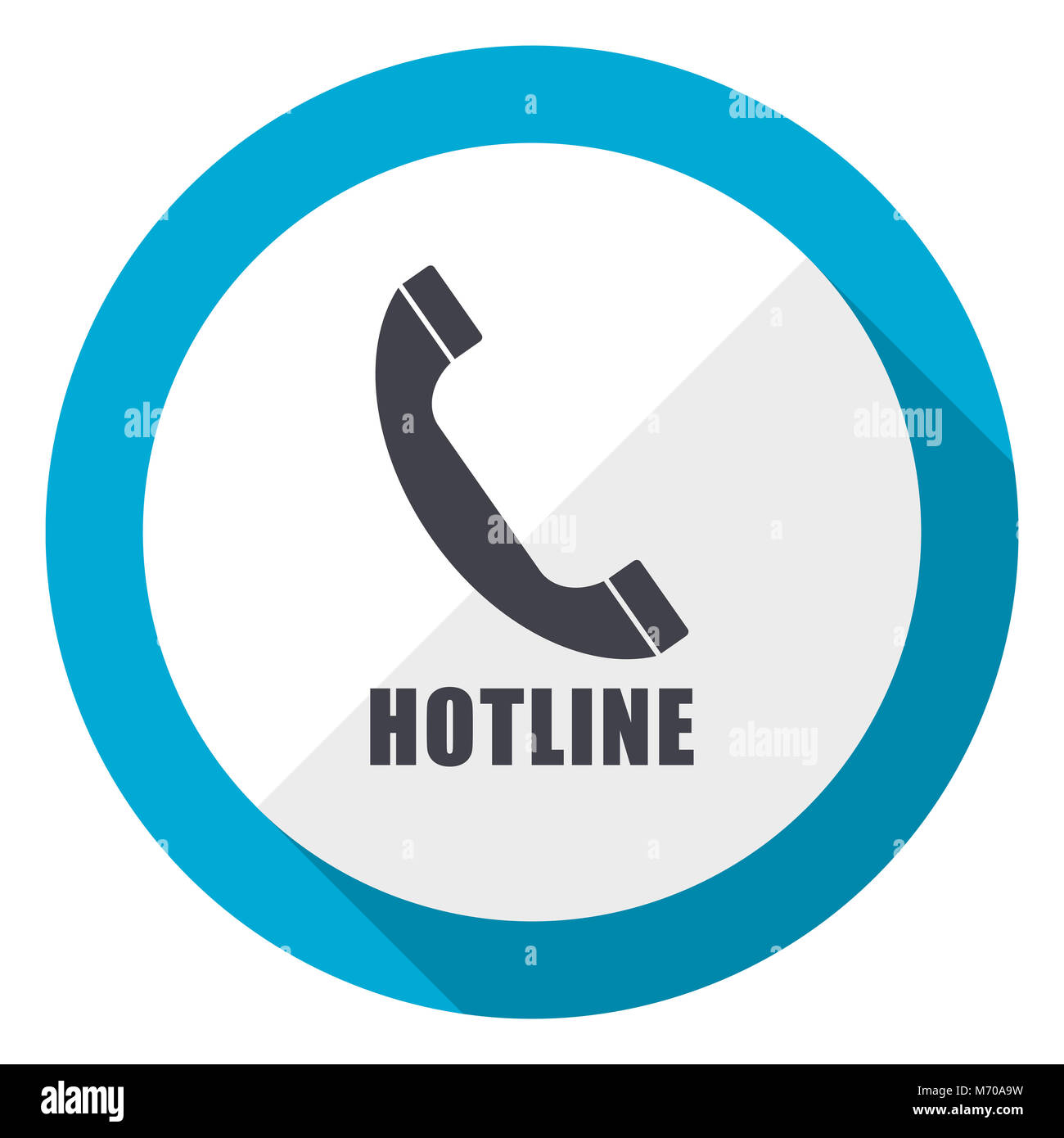Hotline blue flat design web icon Stock Photo - Alamy