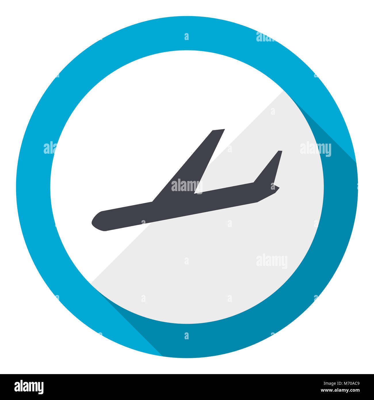 Arrivals blue flat design web icon Stock Photo - Alamy