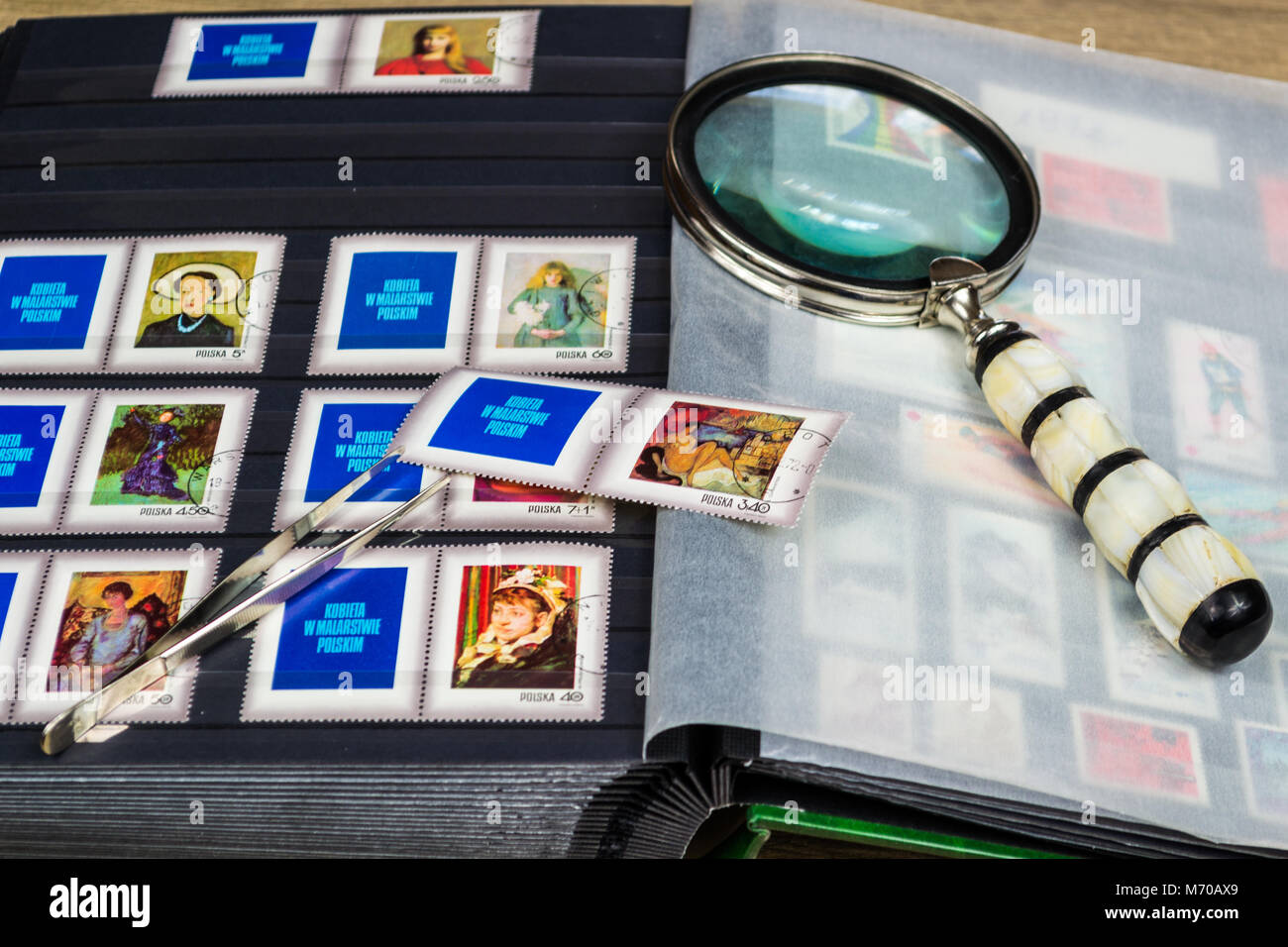 Philatelic collection with postage stamps Stock Photo - Alamy