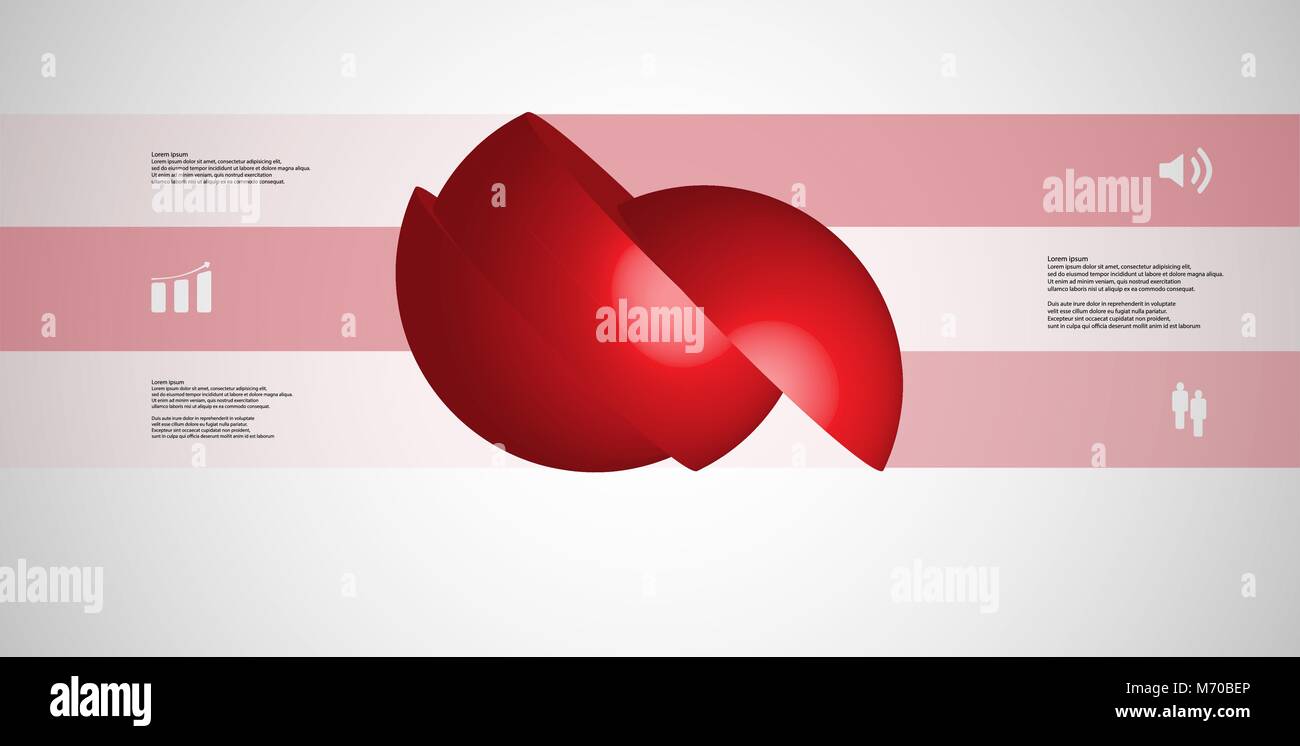 3D illustration infographic template with motif of sliced ball to three ...