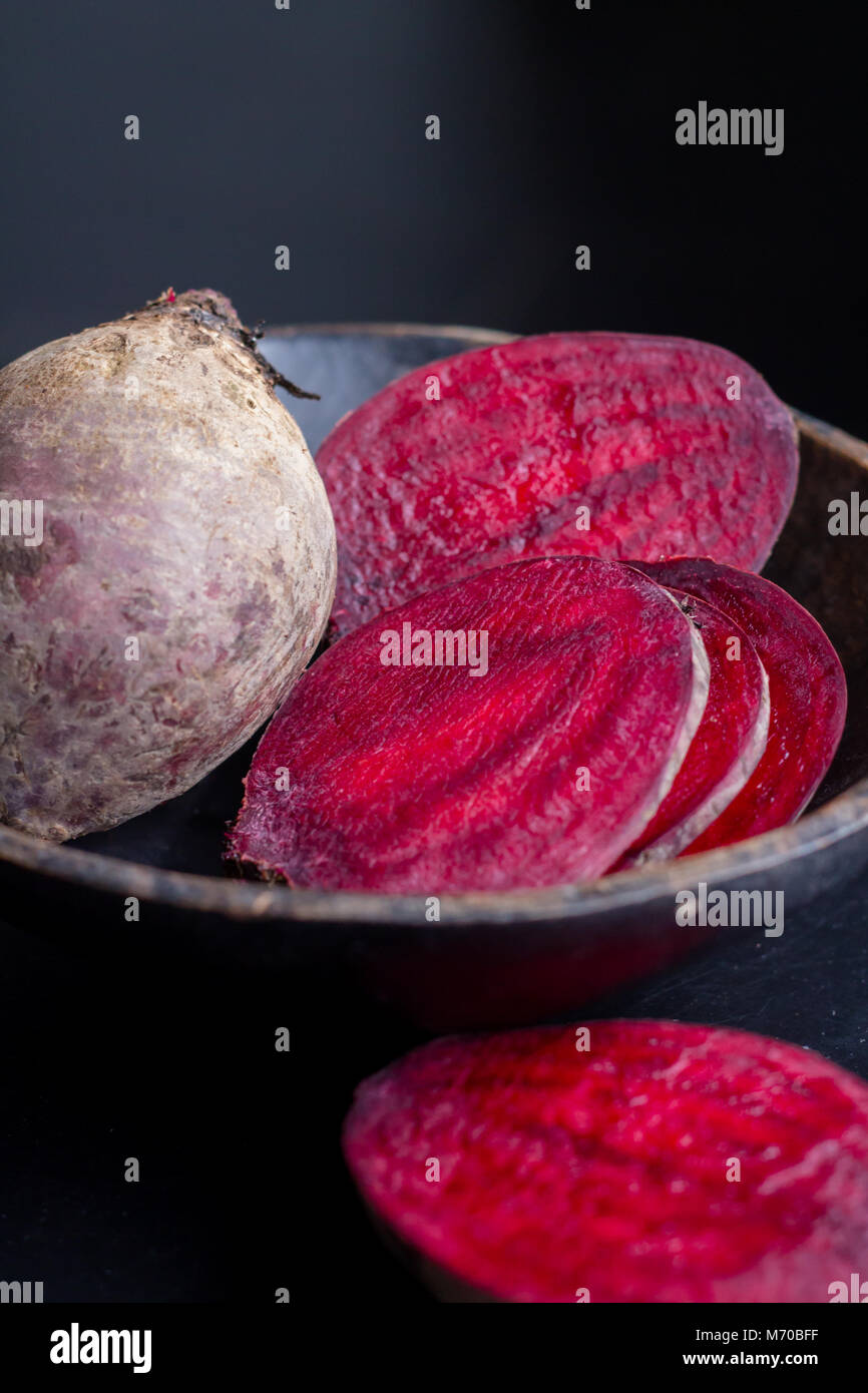 fresh beetroot in rustic wooden bowl still life food on daylight Stock ...
