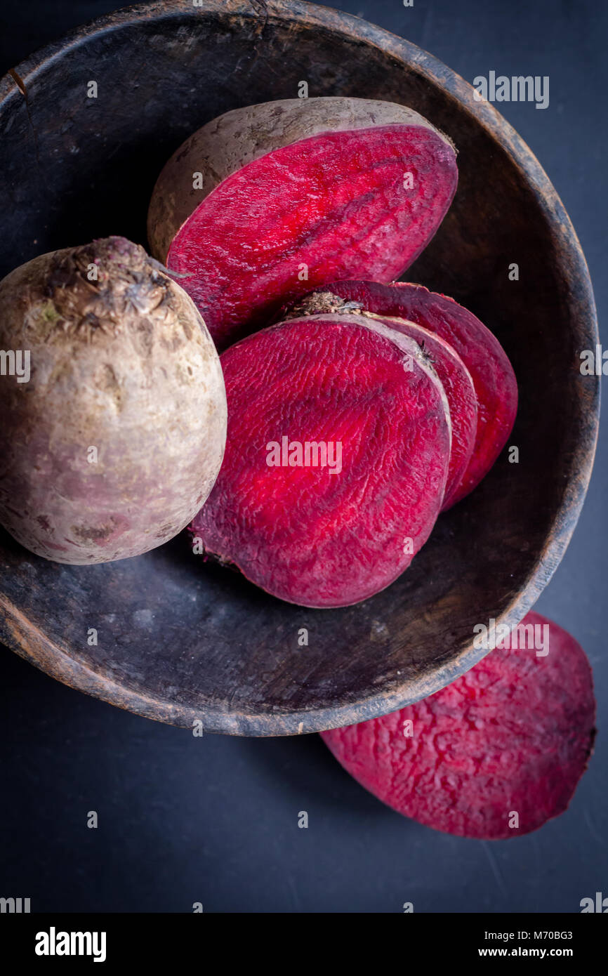 fresh beetroot in rustic wooden bowl still life food on daylight Stock ...