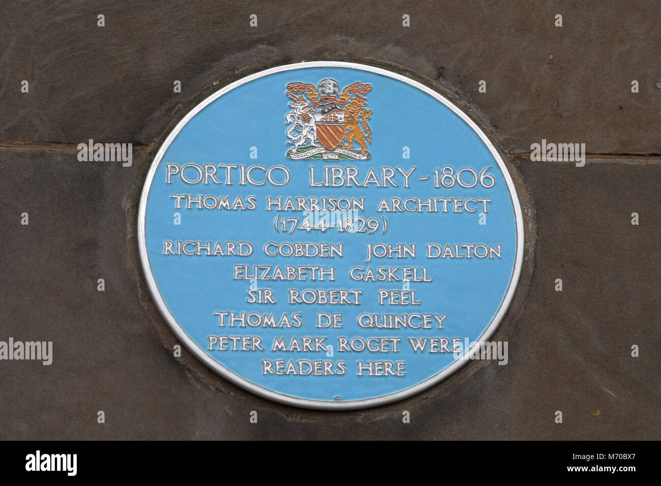 Portico library, Manchester Stock Photo - Alamy