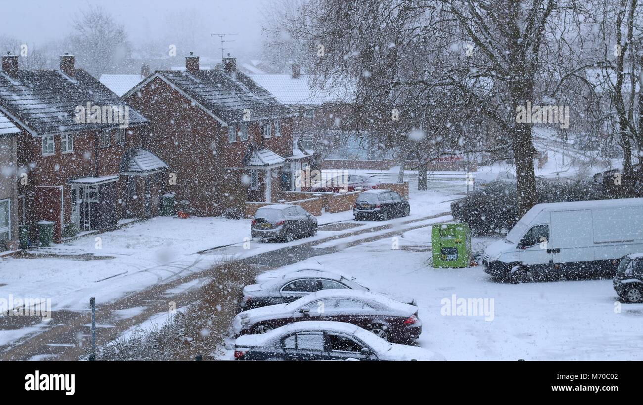 Weather concept - Snow Blizzards during Storm Emma Basildon,Essex ...