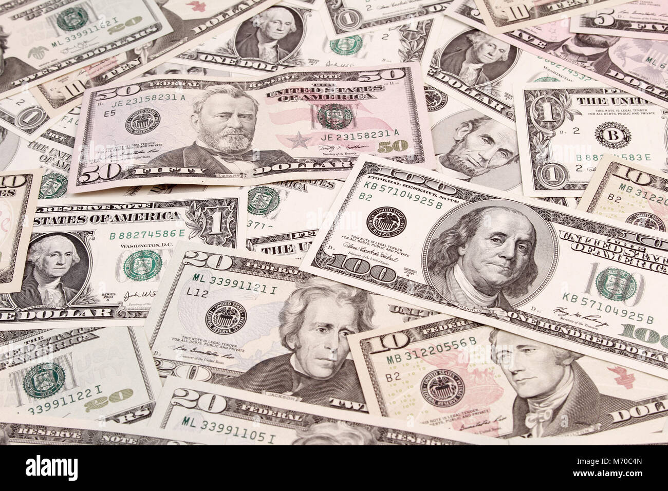 Closeup of assorted American banknotes Stock Photo - Alamy