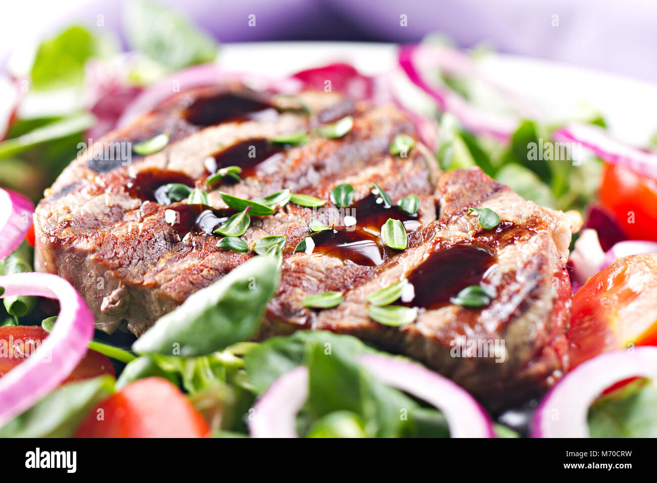 Fillet of beef with salad Stock Photo - Alamy