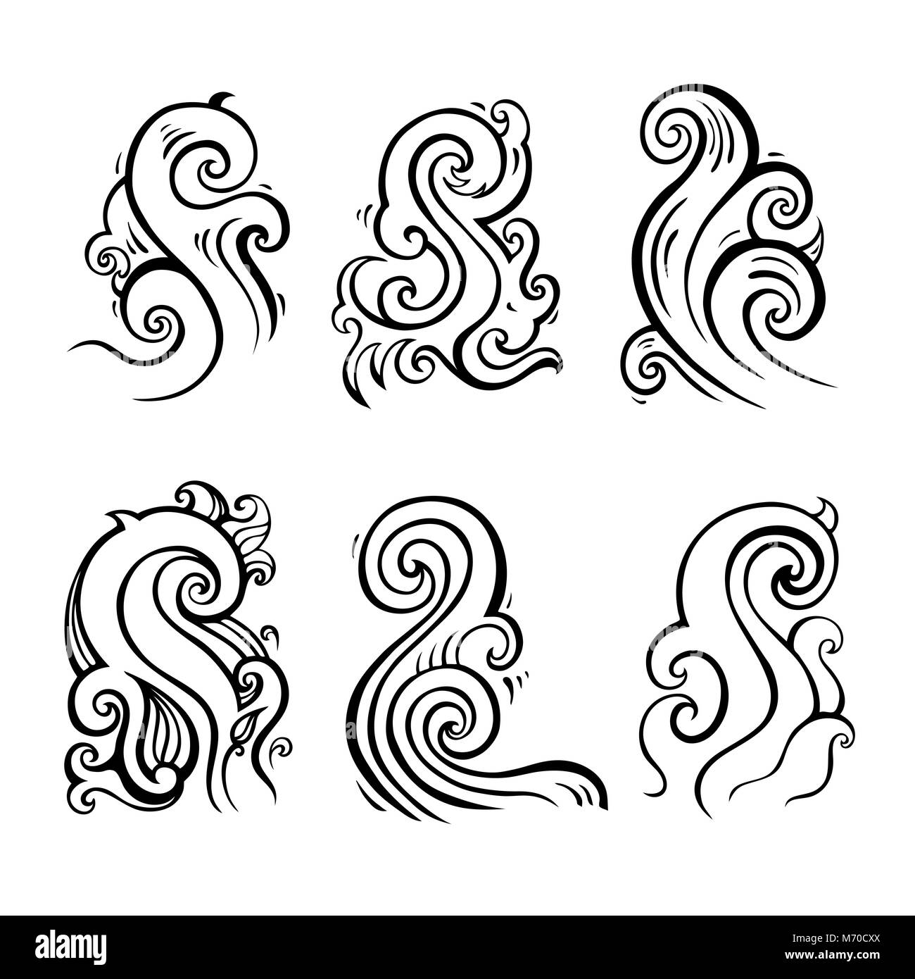 Sea waves. Hand drawn vector illustration. Design element Stock Vector ...