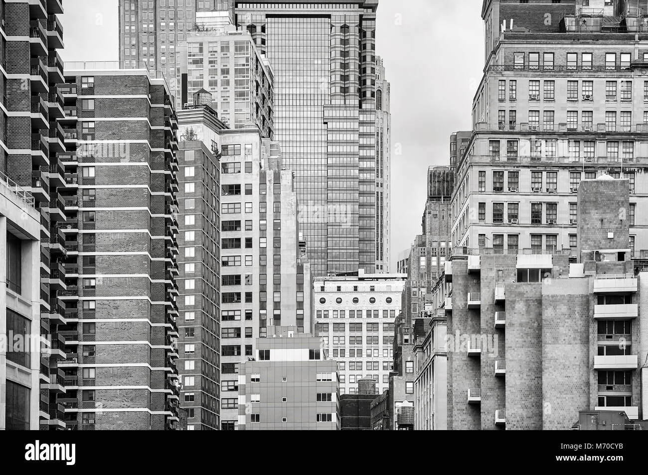 Black and white picture of the New York City buildings, USA Stock Photo ...