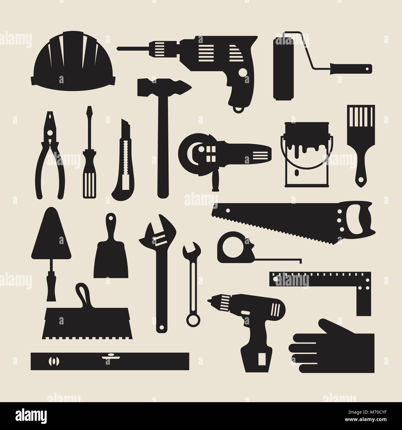 Repair and construction working tools icon set Stock Vector Image & Art ...