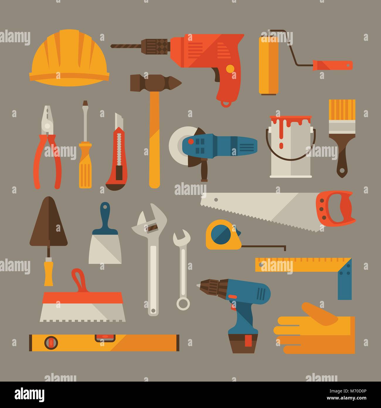Repair and construction working tools icon set Stock Vector Image & Art ...
