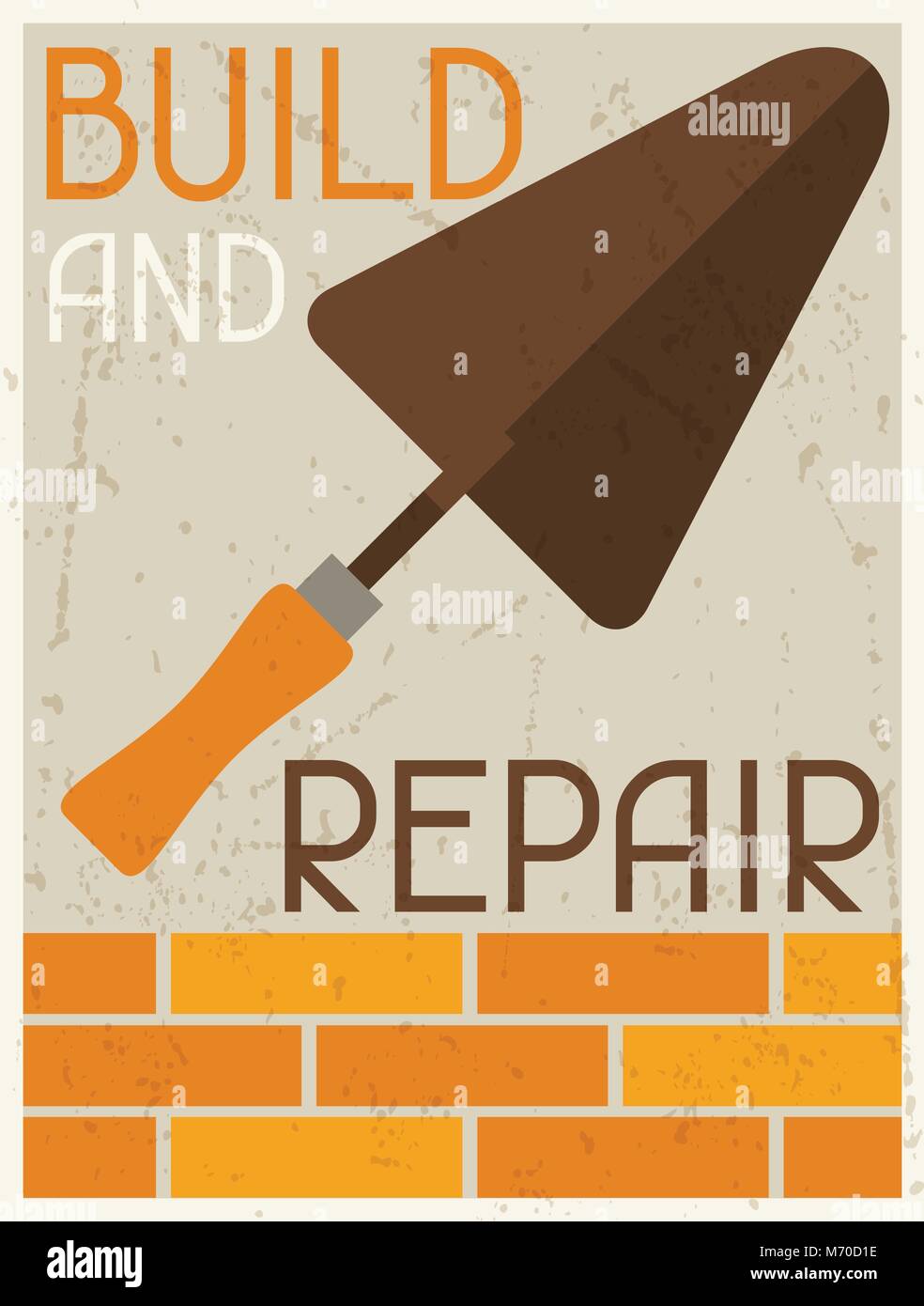 Build and repair. Retro poster in flat design style Stock Vector Image ...