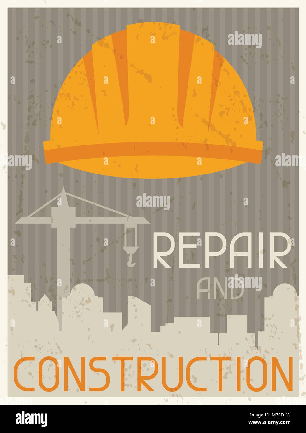 Repair and construction. Retro poster in flat design style Stock Vector ...