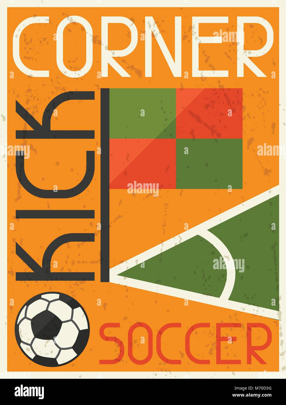 Soccer Conner Kick. Retro poster in flat design style Stock Vector ...