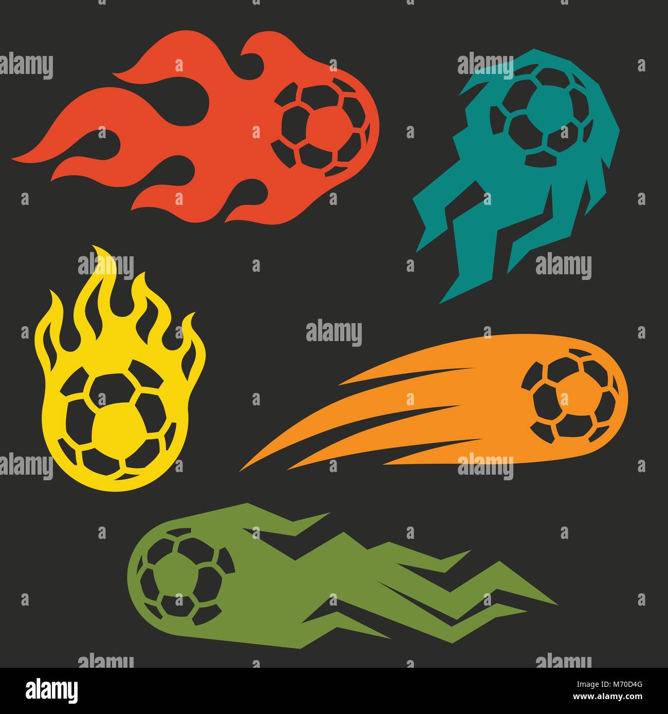 Set of elements fire soccer balls for design Stock Vector Image & Art ...