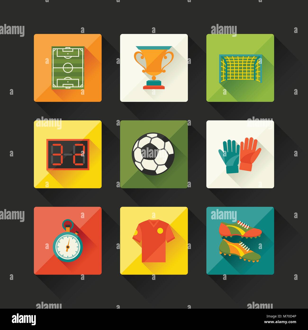 Soccer (football) icon set in flat design style Stock Vector Image ...