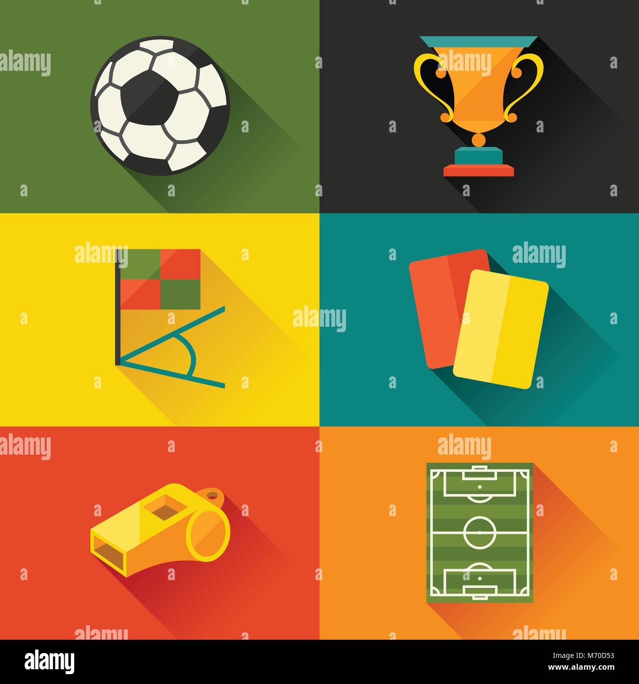 Soccer (football) icon set in flat design style Stock Vector Image ...