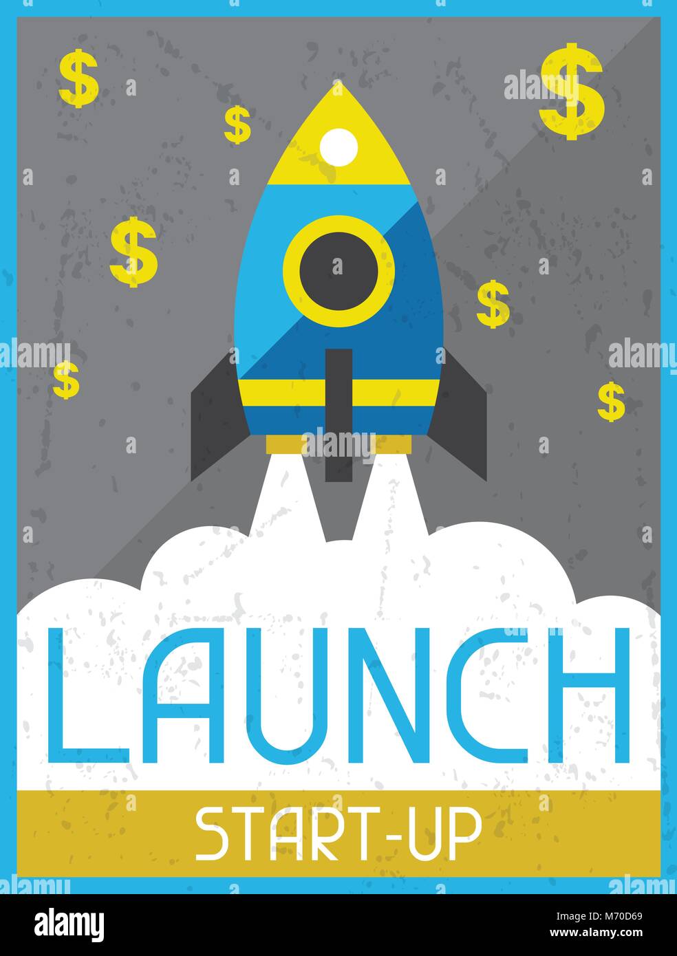 Launch Start-up. Retro poster in flat design style Stock Vector Image ...