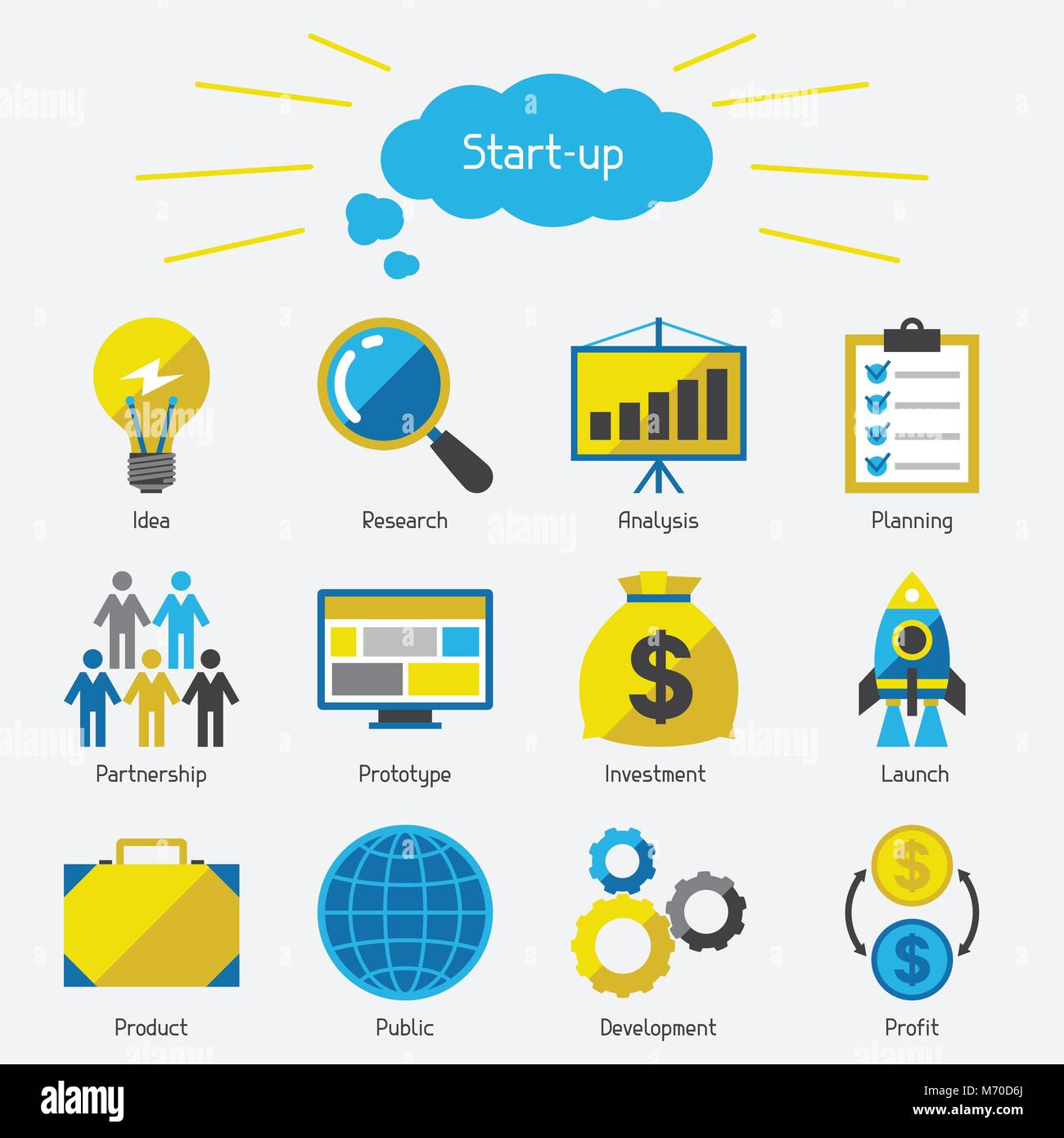 Start-up icon set in flat design style Stock Vector Image & Art - Alamy