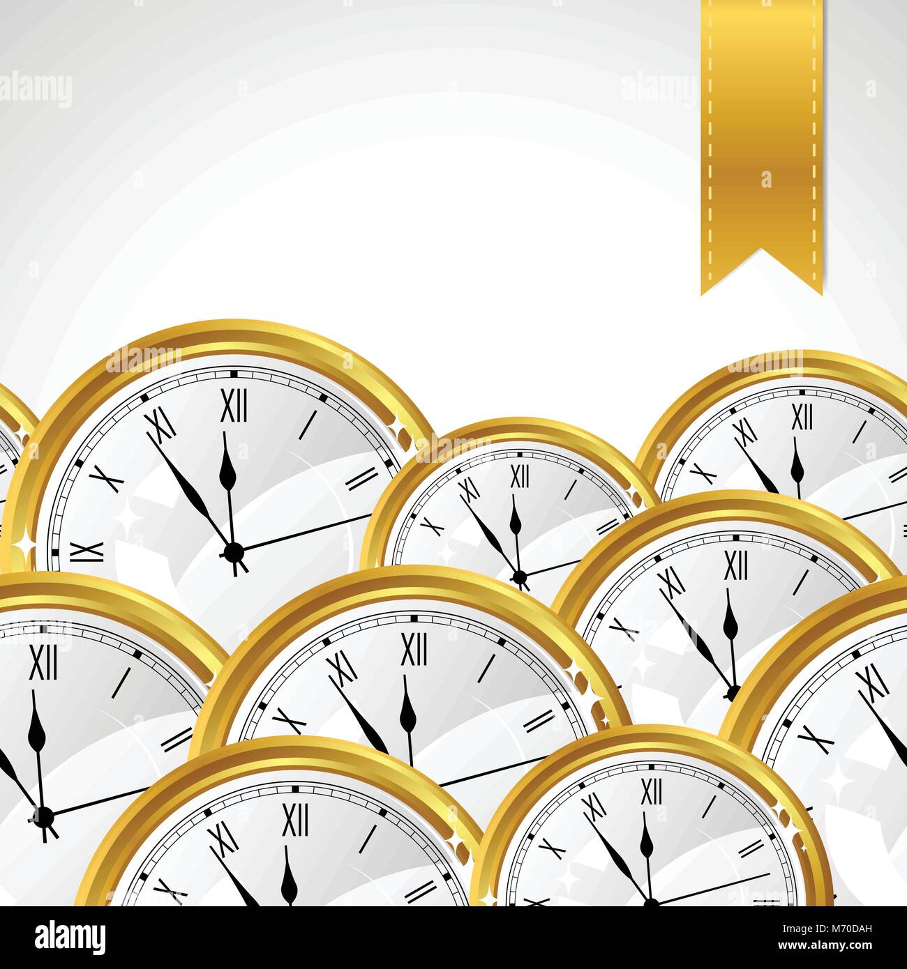 Stylish vector background with gold watches and ribbon Stock Vector ...