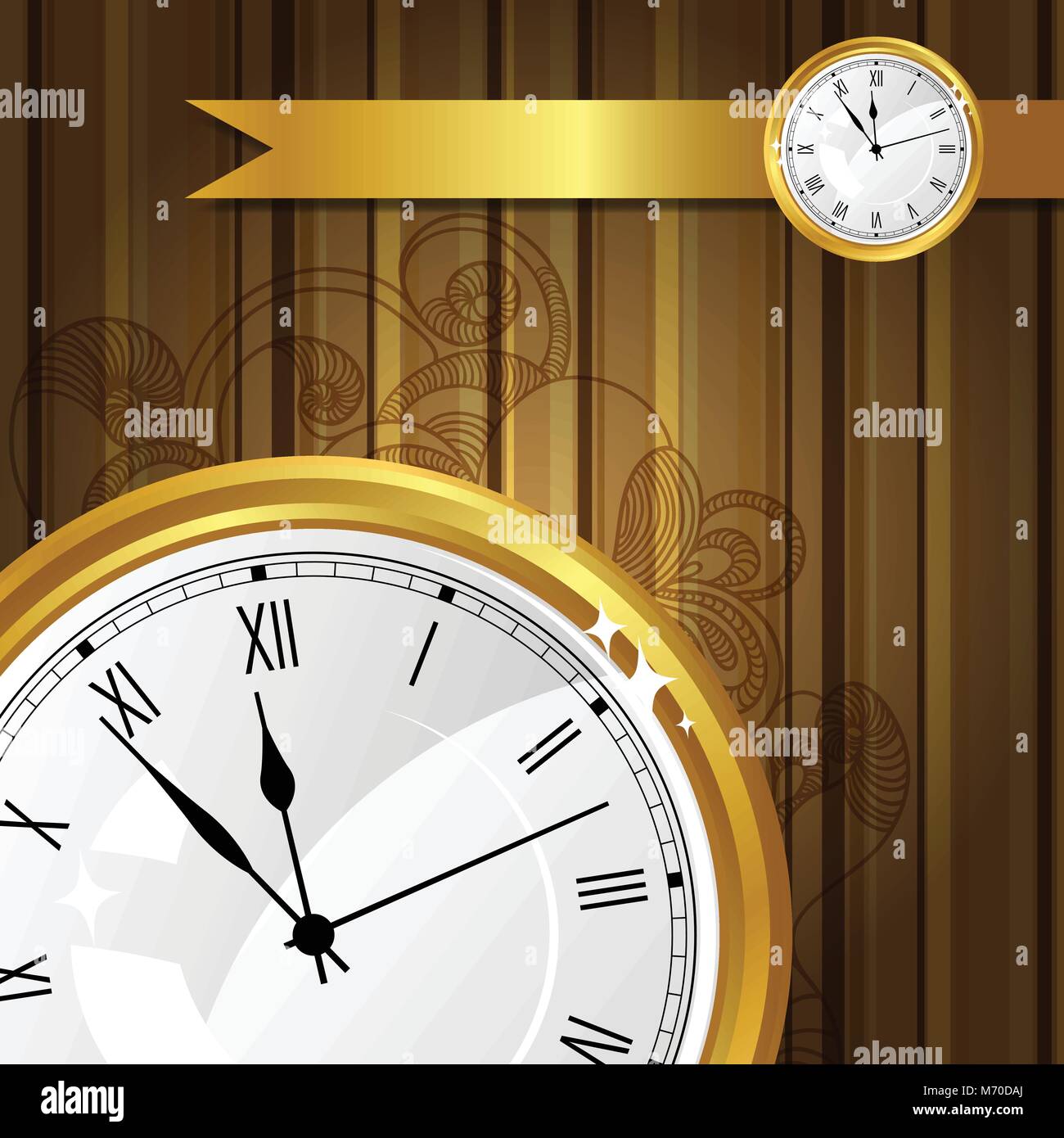 Stylish vector background with gold watches and ribbon Stock Vector ...