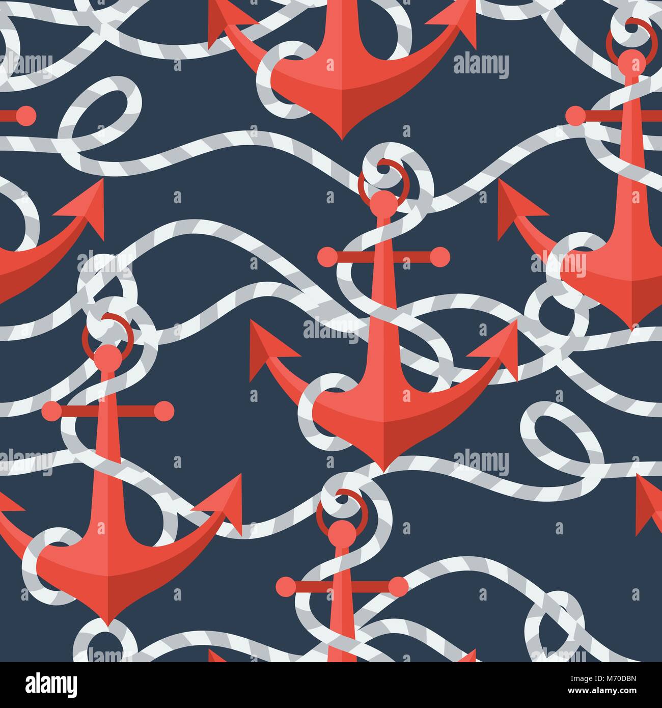 Nautical seamless pattern with anchors and rope Stock Vector Image ...