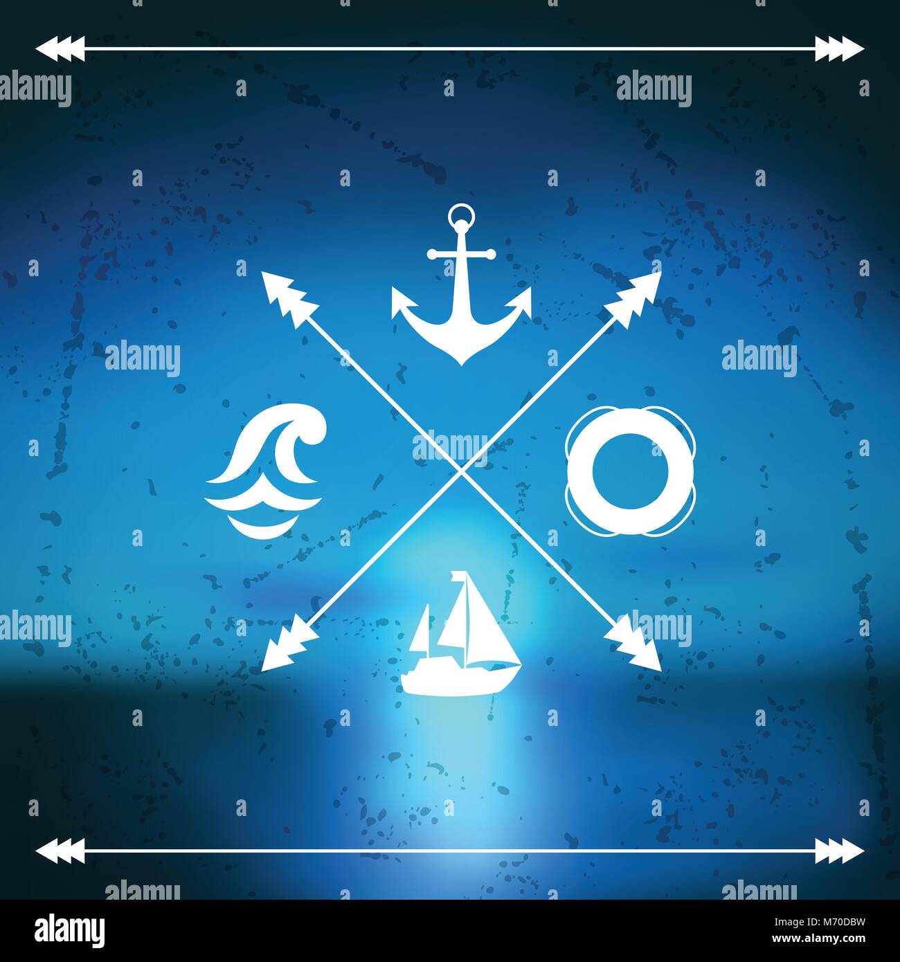 Design postcard with marine label and symbol Stock Vector Image & Art ...