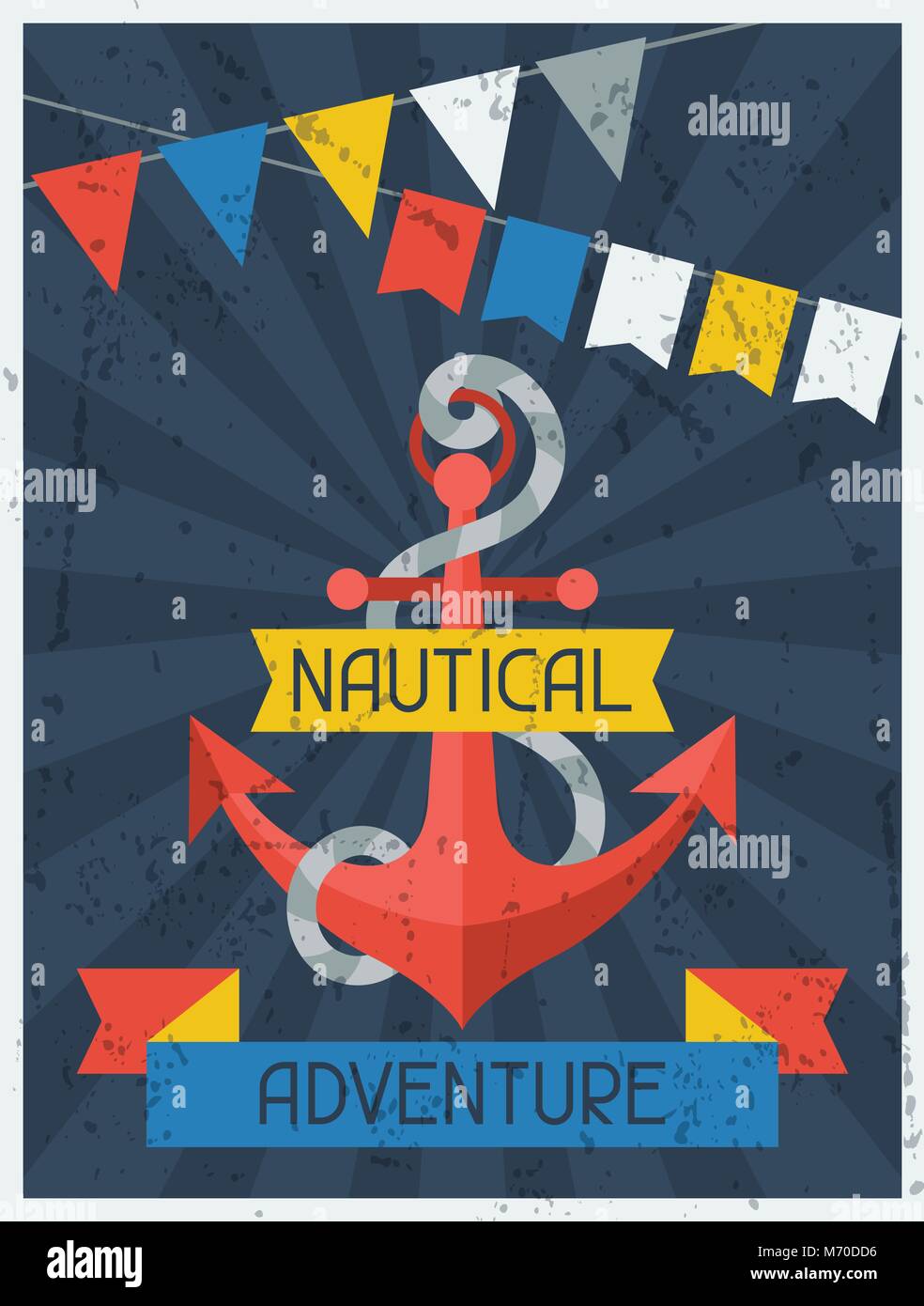 Nautical Adventure. Retro poster in flat design style Stock Vector ...