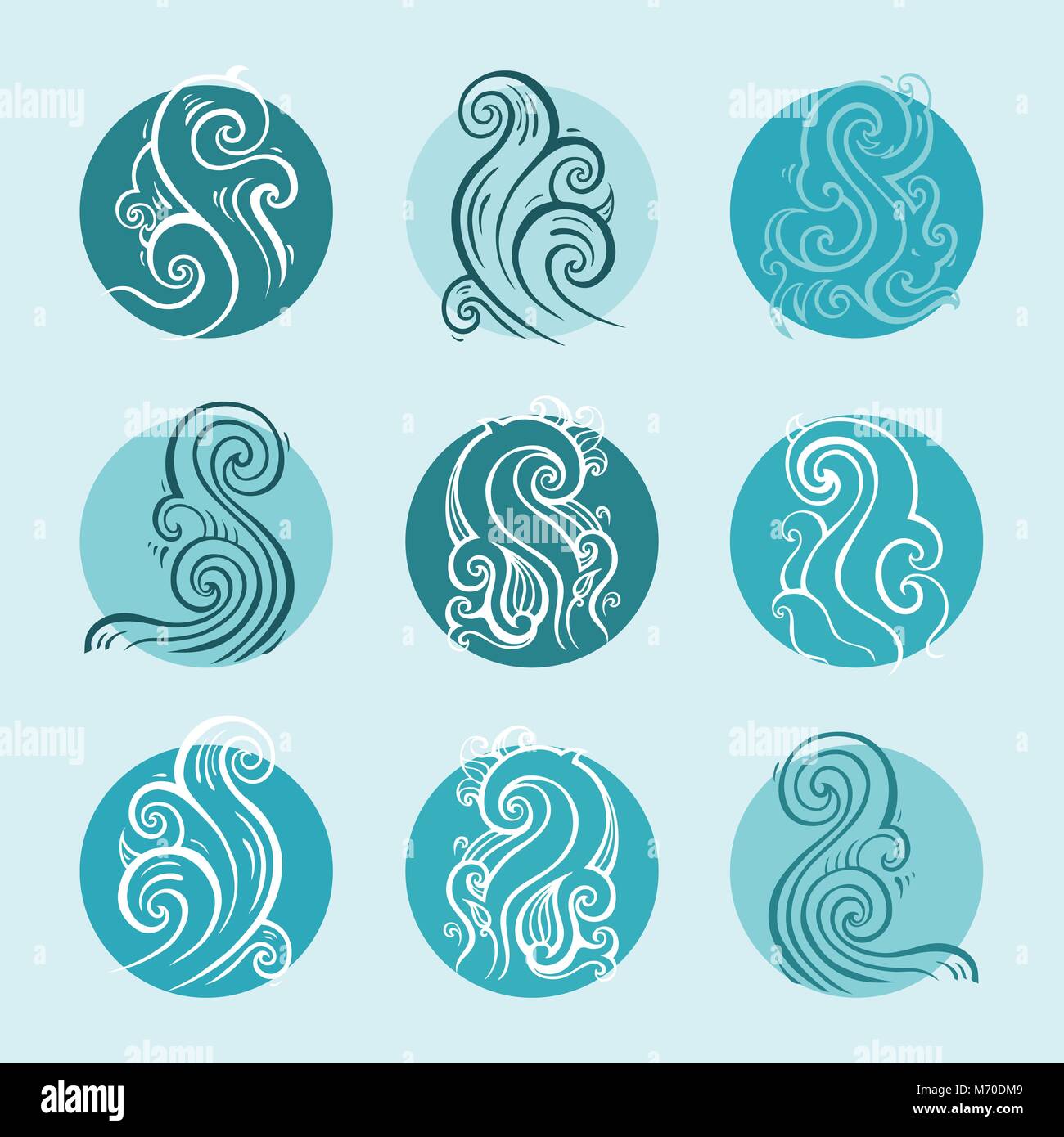 Ocean waves set, Hand drawn illustration Stock Vector Image & Art - Alamy