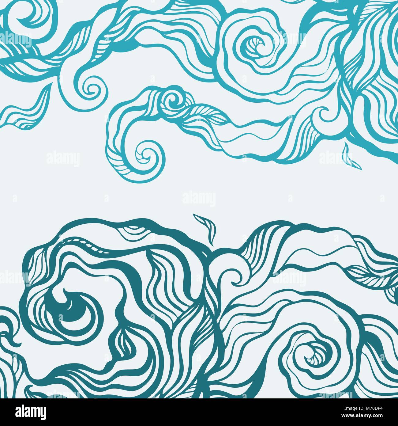 Hand drawn Blue water wave, abstract Sea background Stock Vector Image ...