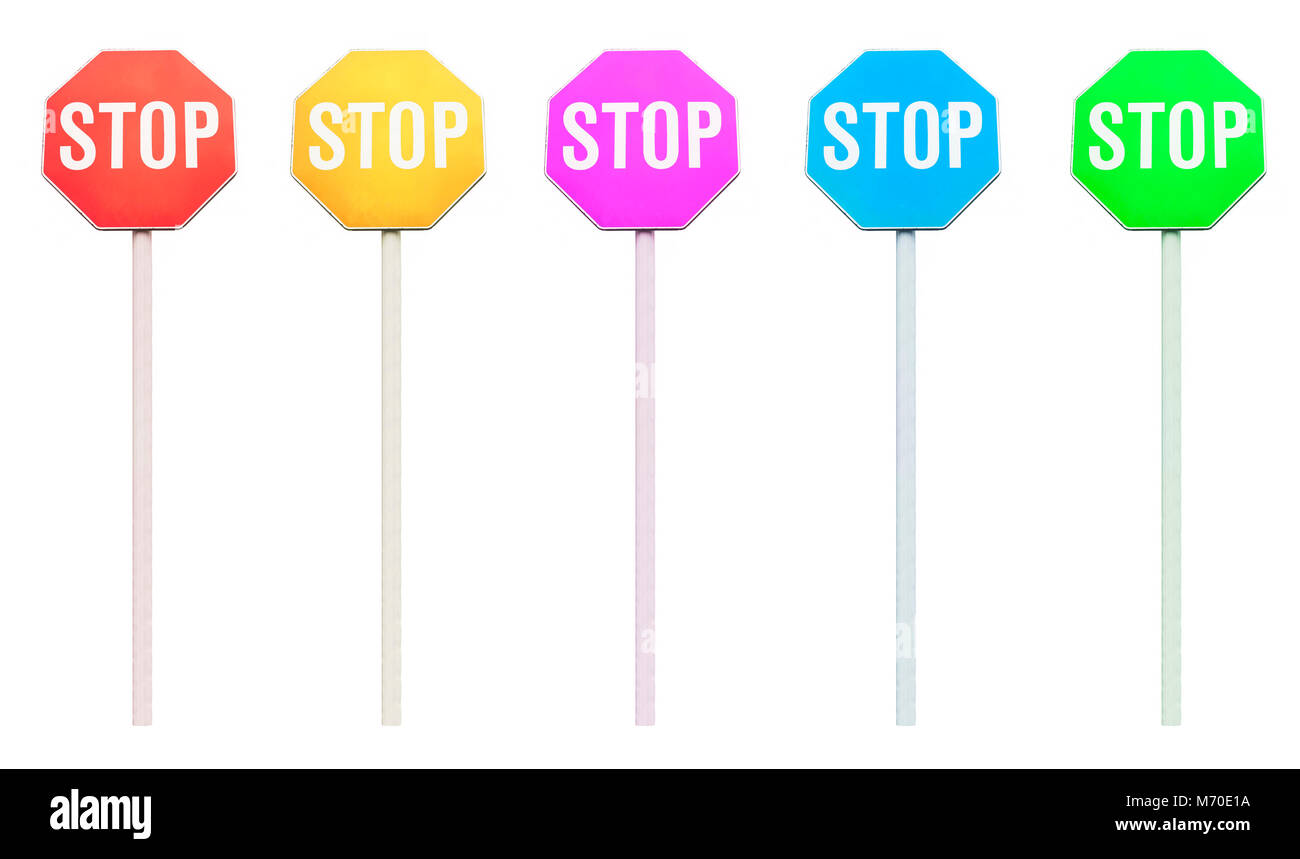 set of Stop danger sign isolated on white background Stock Photo - Alamy