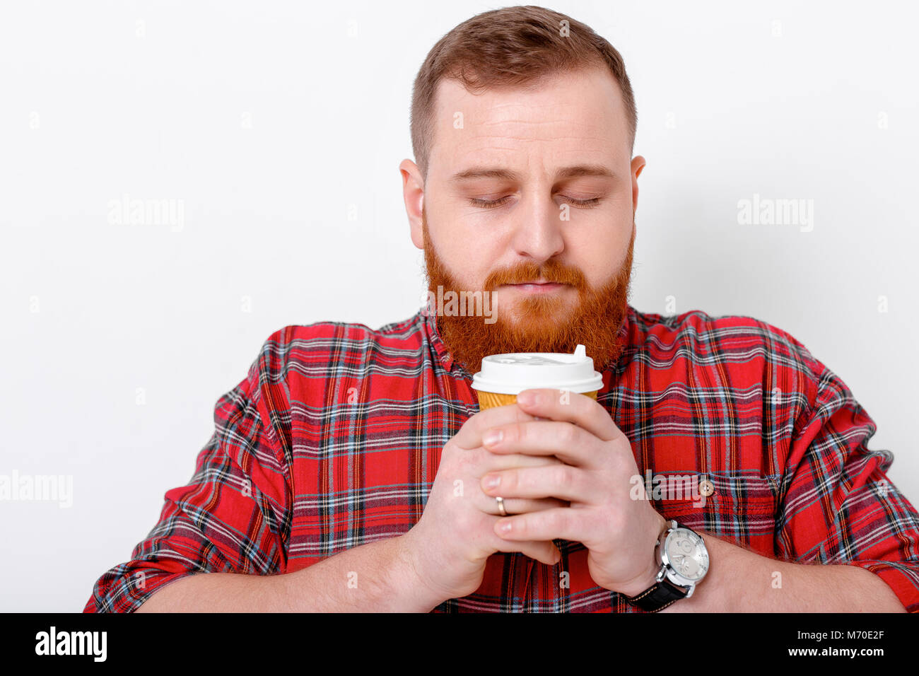 man drinks coffee to wake up Stock Photo - Alamy