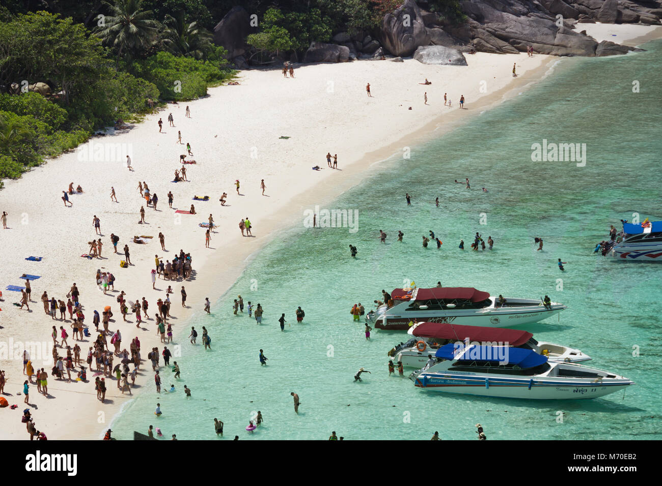 SIMILAN ISLANDS, THAILAND - FEB 27, 2015: People rest on the beach of ...