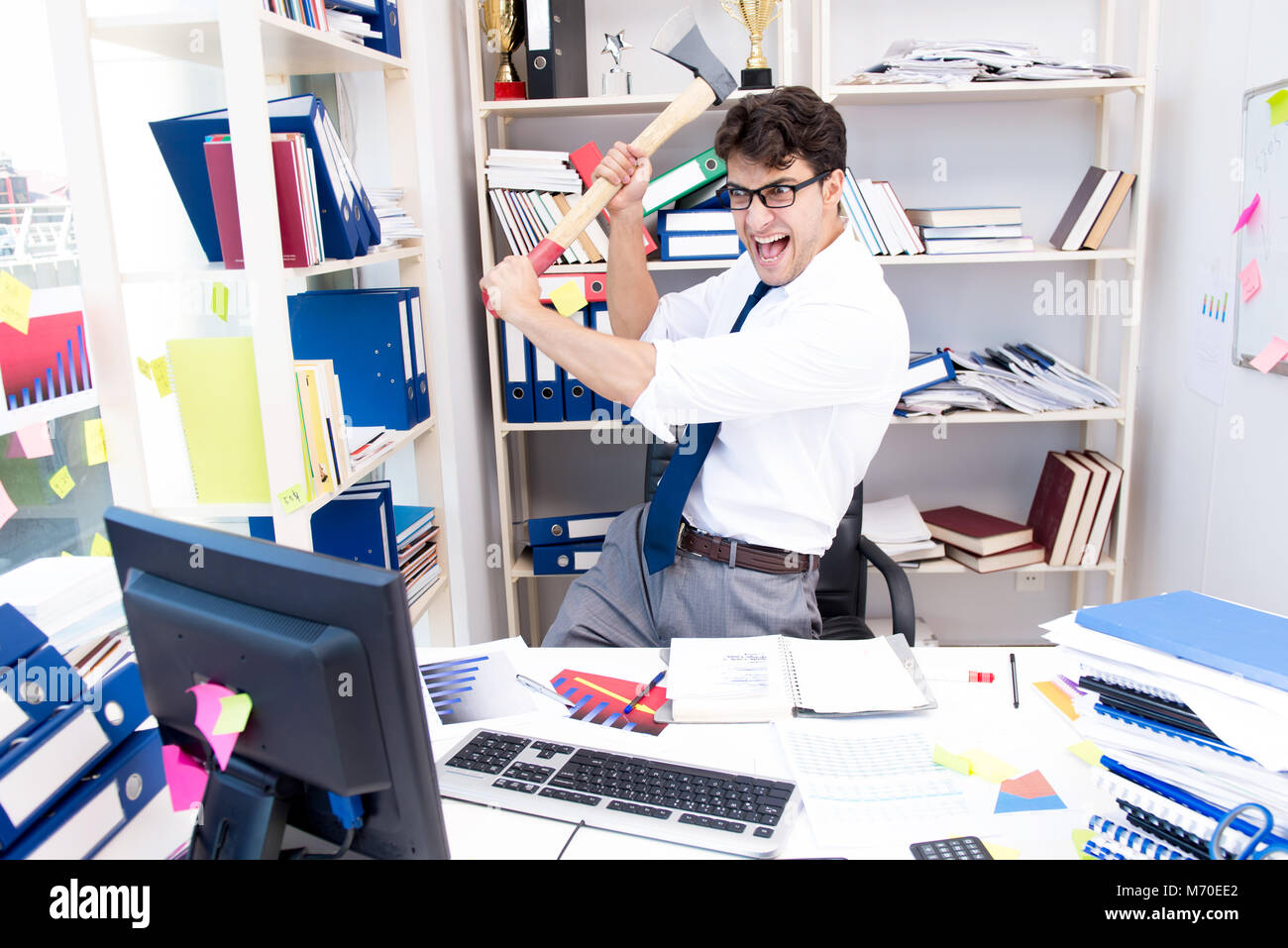 Busy frustrated businessman angry in the office Stock Photo - Alamy