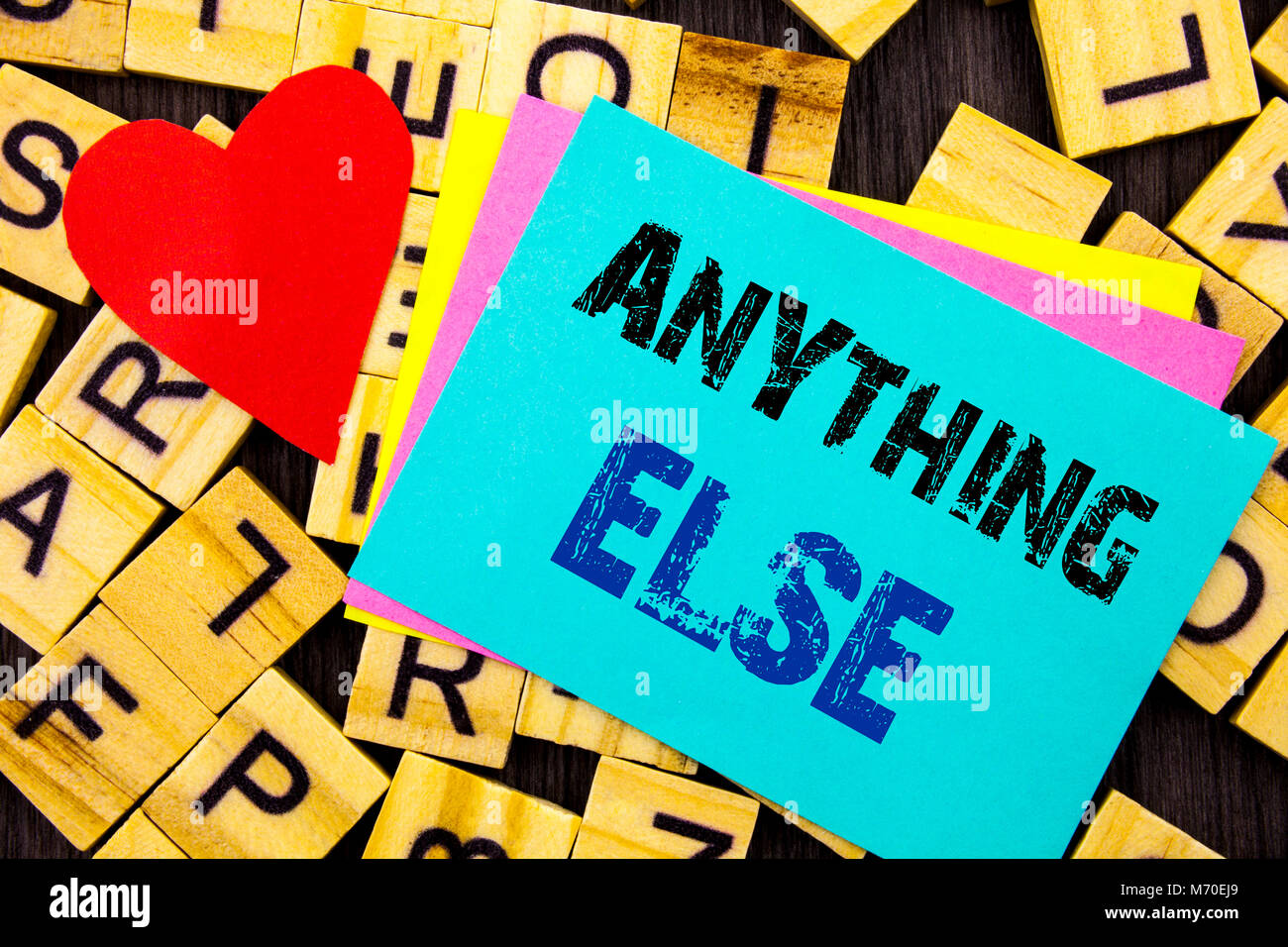 Handwritten text showing Anything Else. Conceptual photo Ask Asking ...