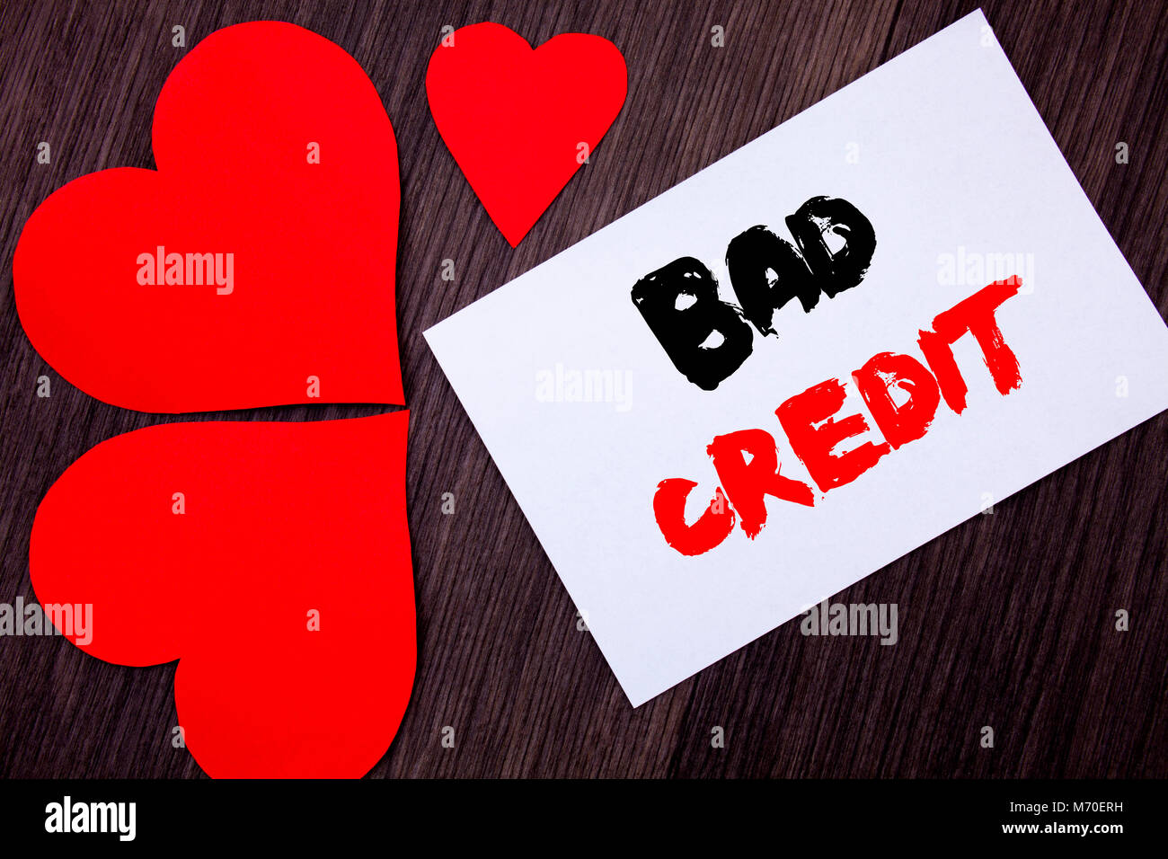 Writing text showing Bad Credit. Concept meaning Poor Bank Rating Score ...