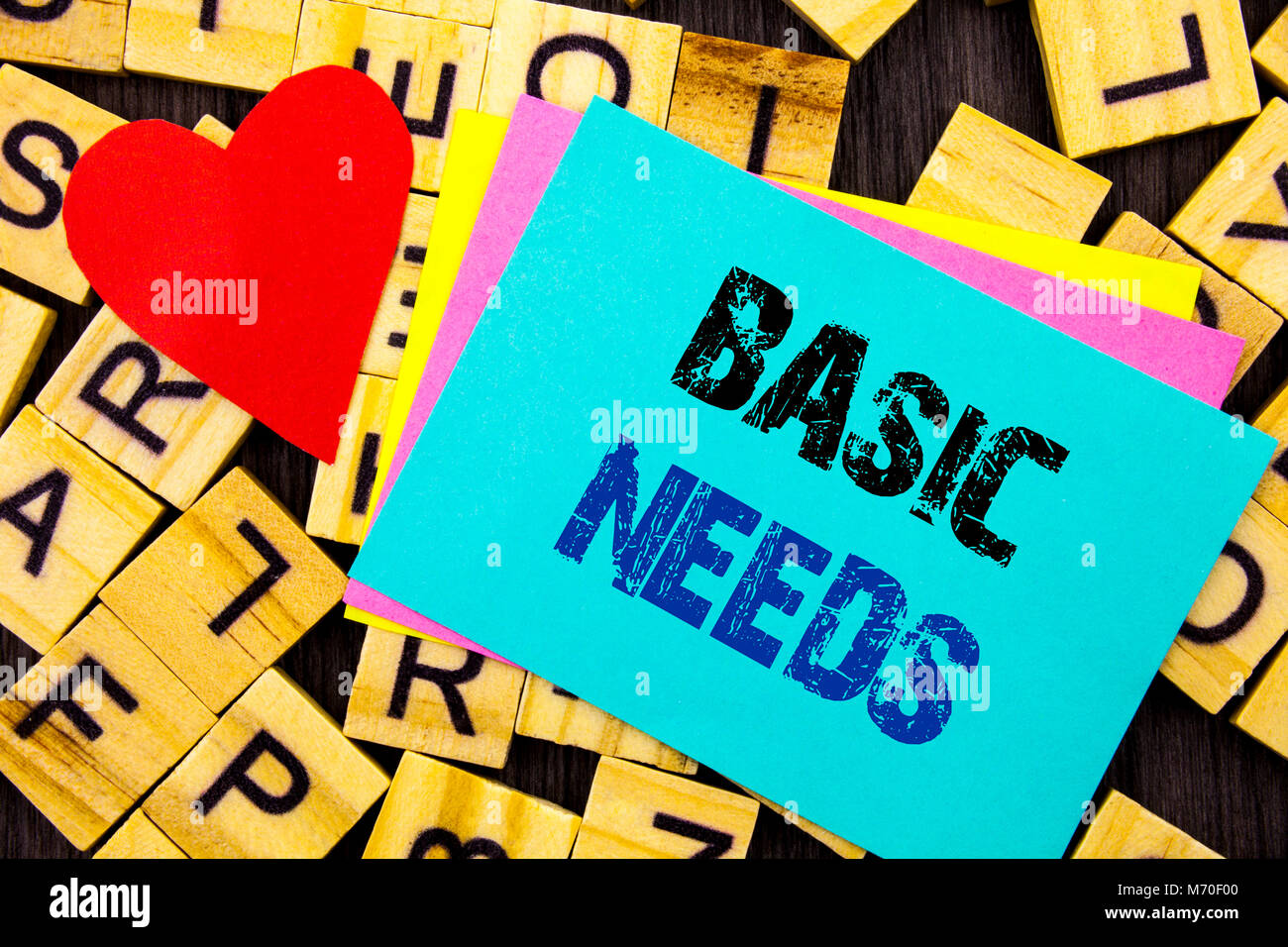 Handwritten text showing Basic Needs. Conceptual photo Health In ...