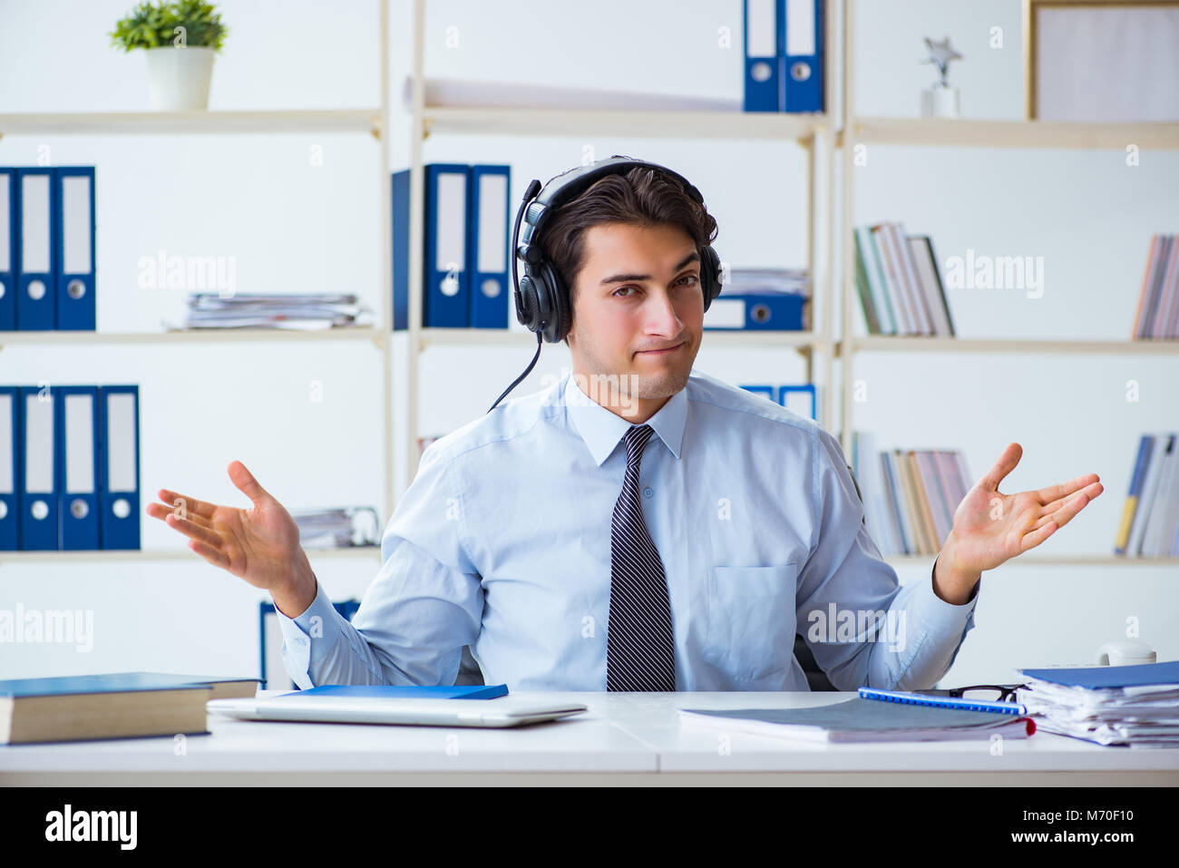 Frustrated call centre operator hi-res stock photography and images - Alamy