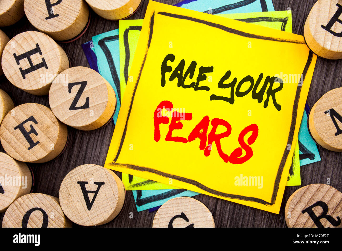 Handwriting Announcement text showing Face Your Fears. Business photo ...