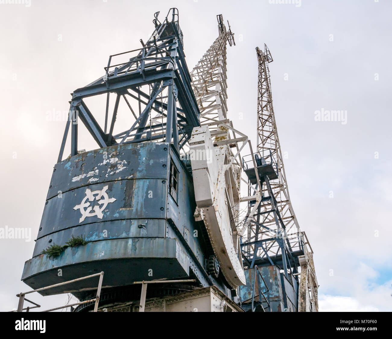 Old Stothert and Pitt (Bath) disused broken cranes, harbourside, Leith ...