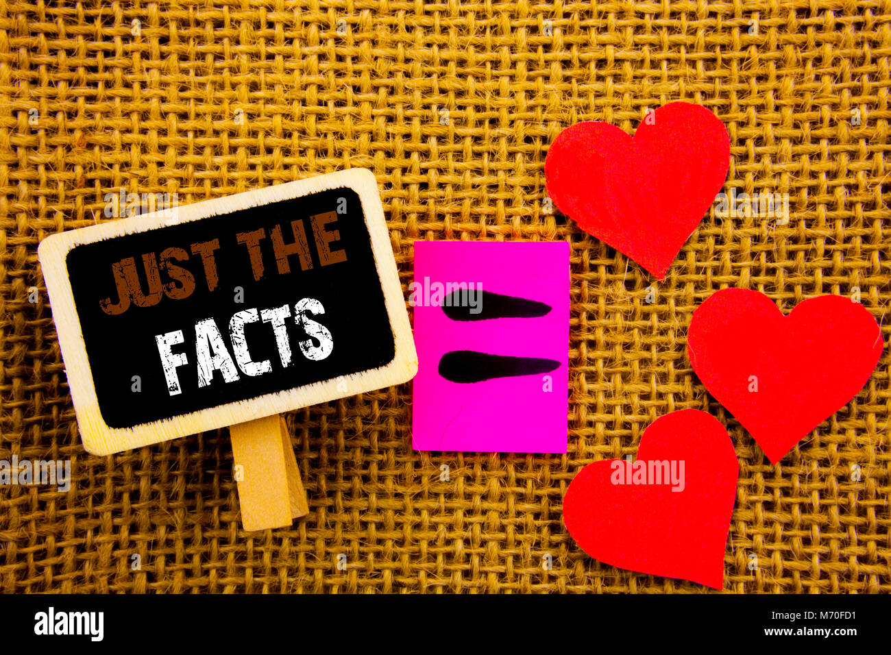 Writing text showing Just The Facts. Concept meaning Truth Fact ...